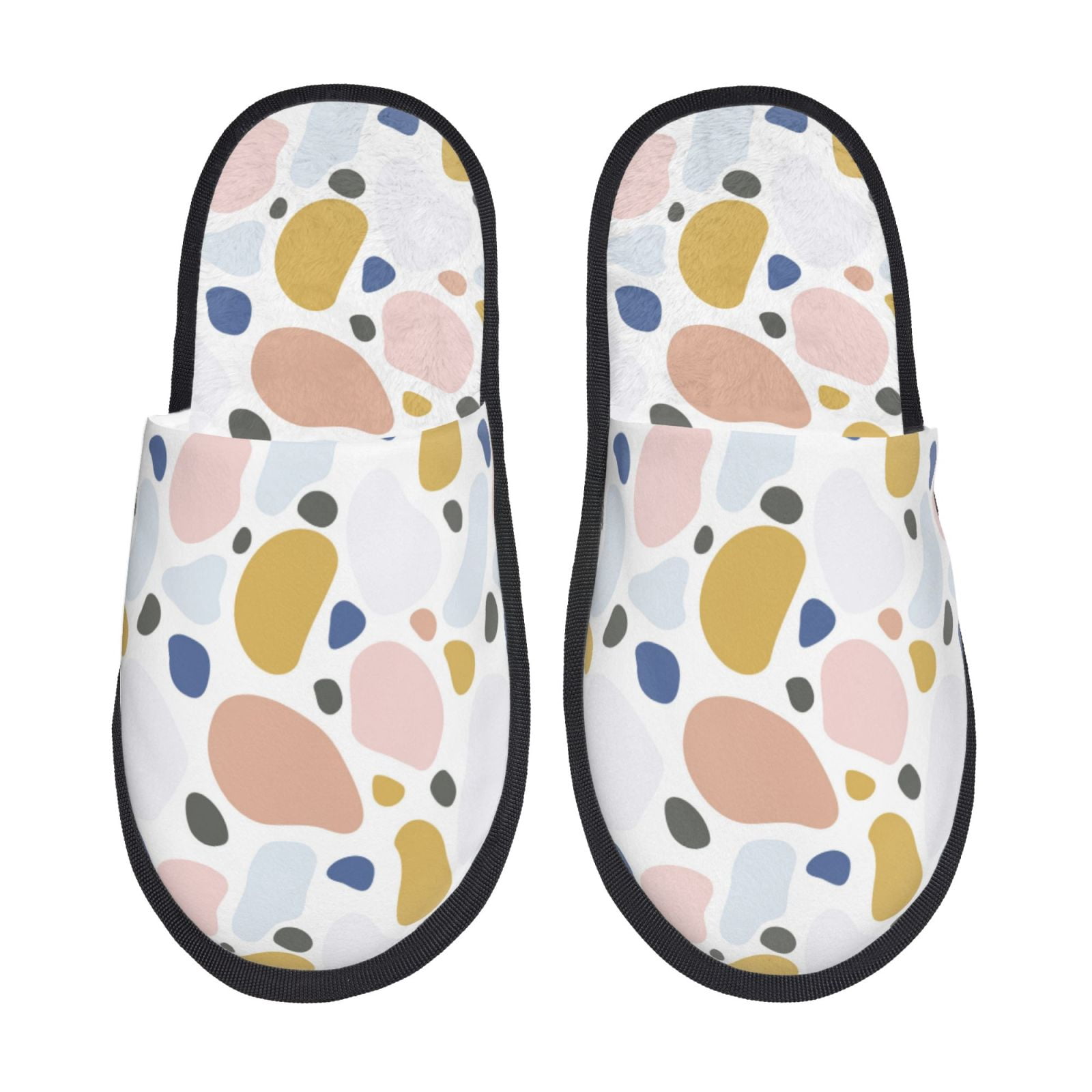 Goofa Geometric Spots Pattern Plush Furry Slippers for Men & Women ...