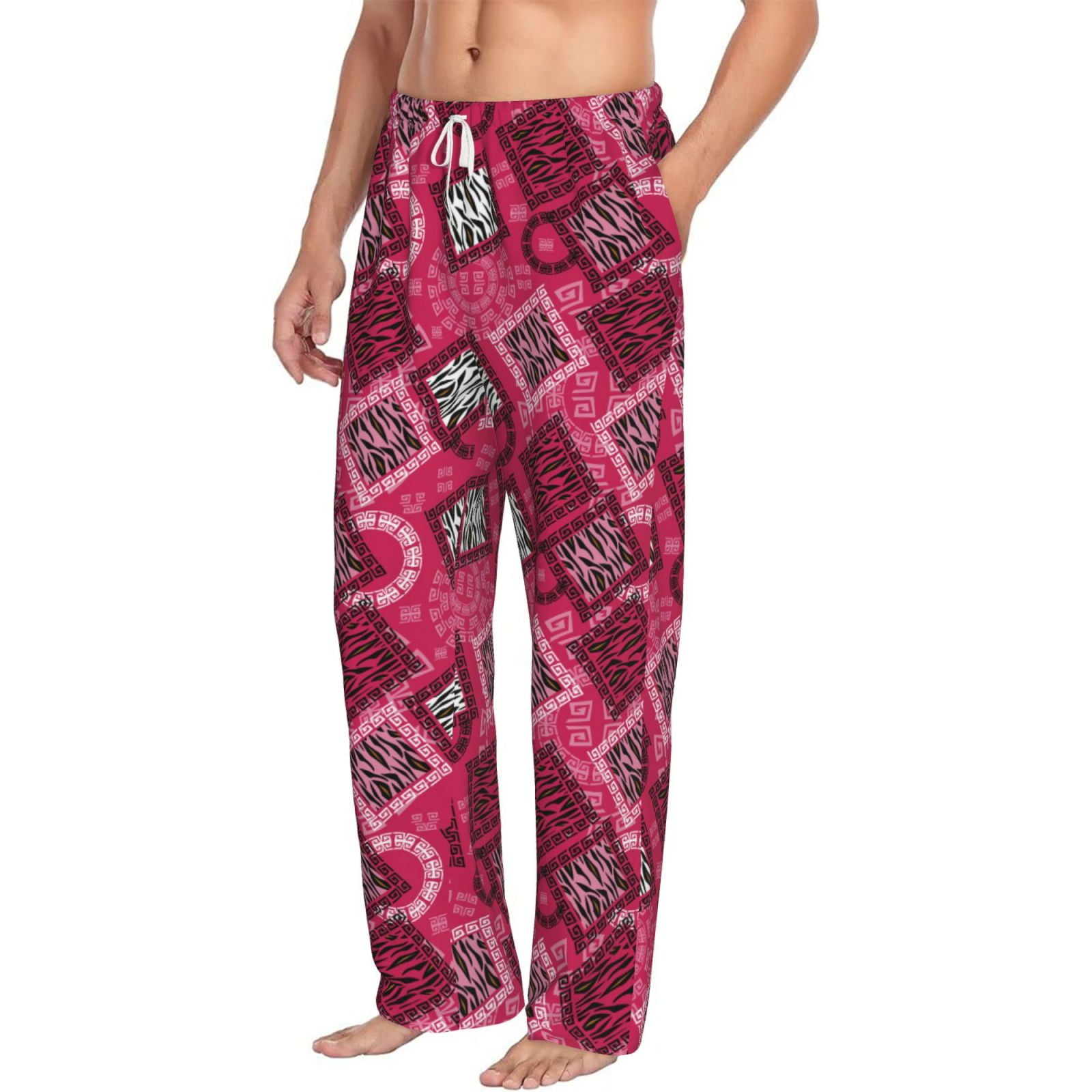 Goofa Geometry Printed Soft Pajama Pants for Men, Wide Leg Comfy Casual ...