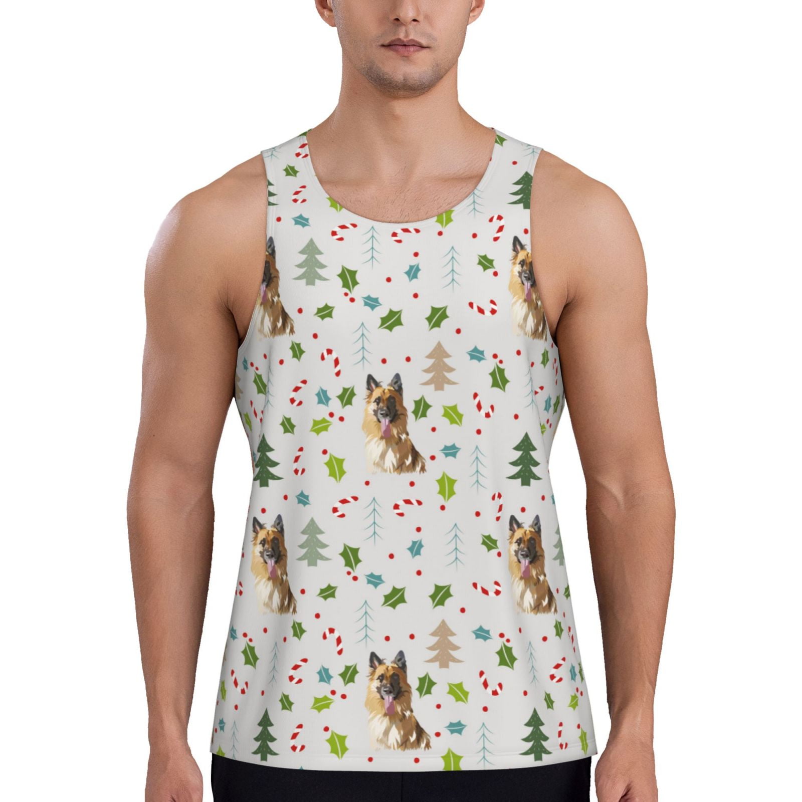 Goofa German Shepherd Dog Pattern Men's Workout Tank Top Slim-Fit Tank ...