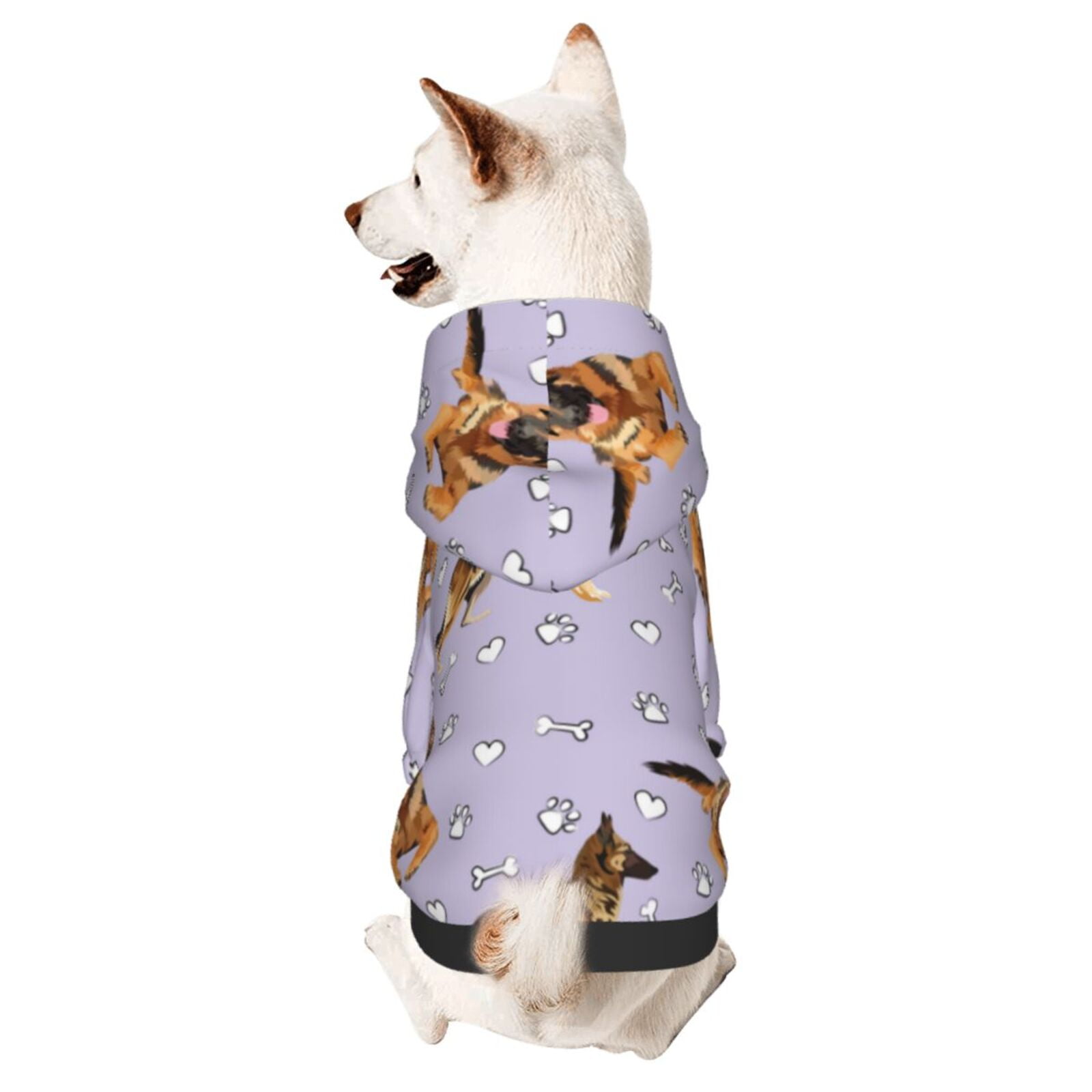 Goofa German Shepherd Dog Pattern Small Dog Sweater Hoodies Pet Grey ...