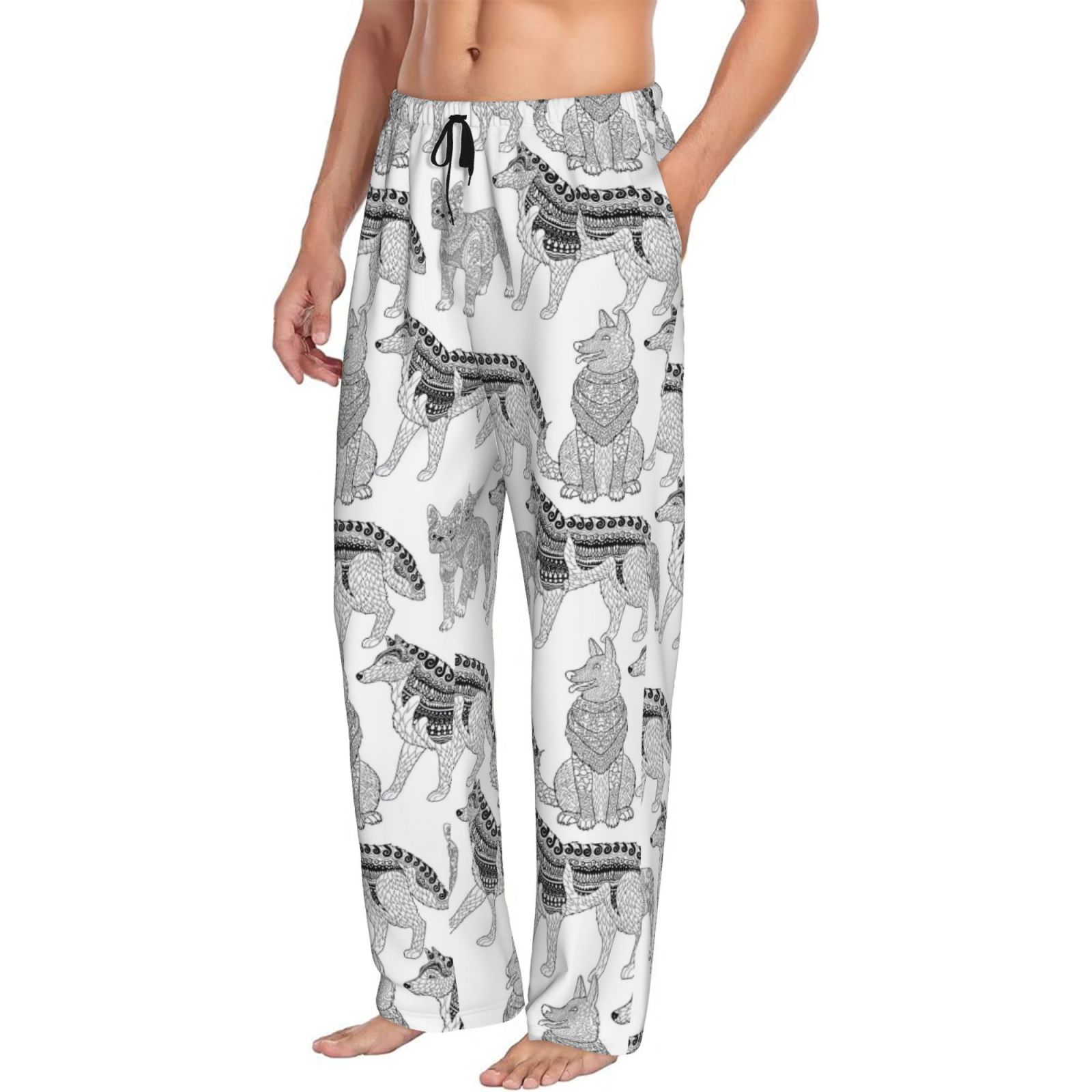 Goofa German Shepherd Dog Printed Soft Pajama Pants for Men, Wide Leg ...