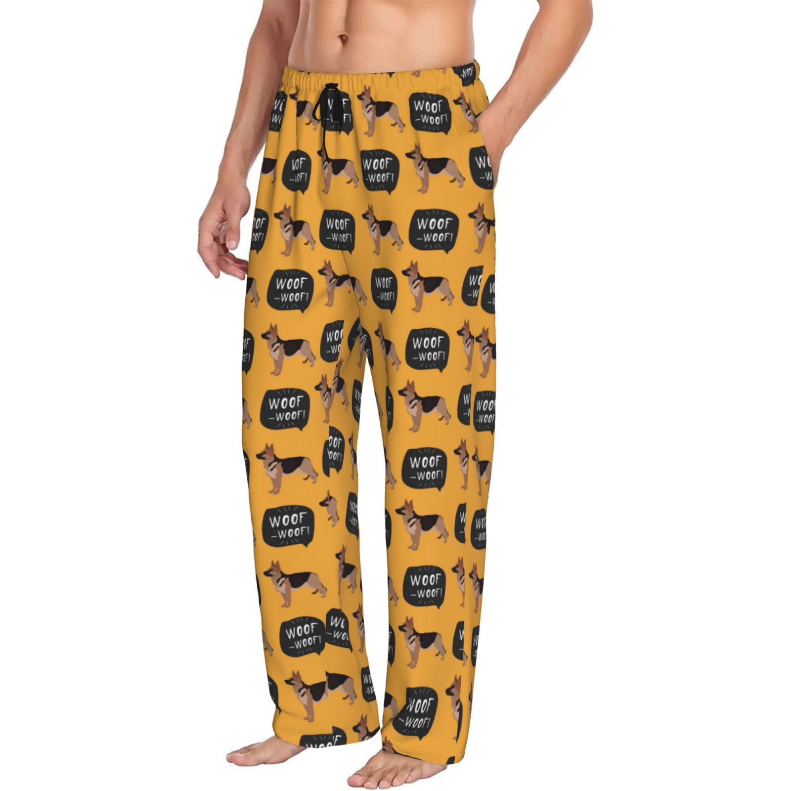 Goofa German Shepherd Woof Printed Soft Pajama Pants for Men, Wide Leg ...