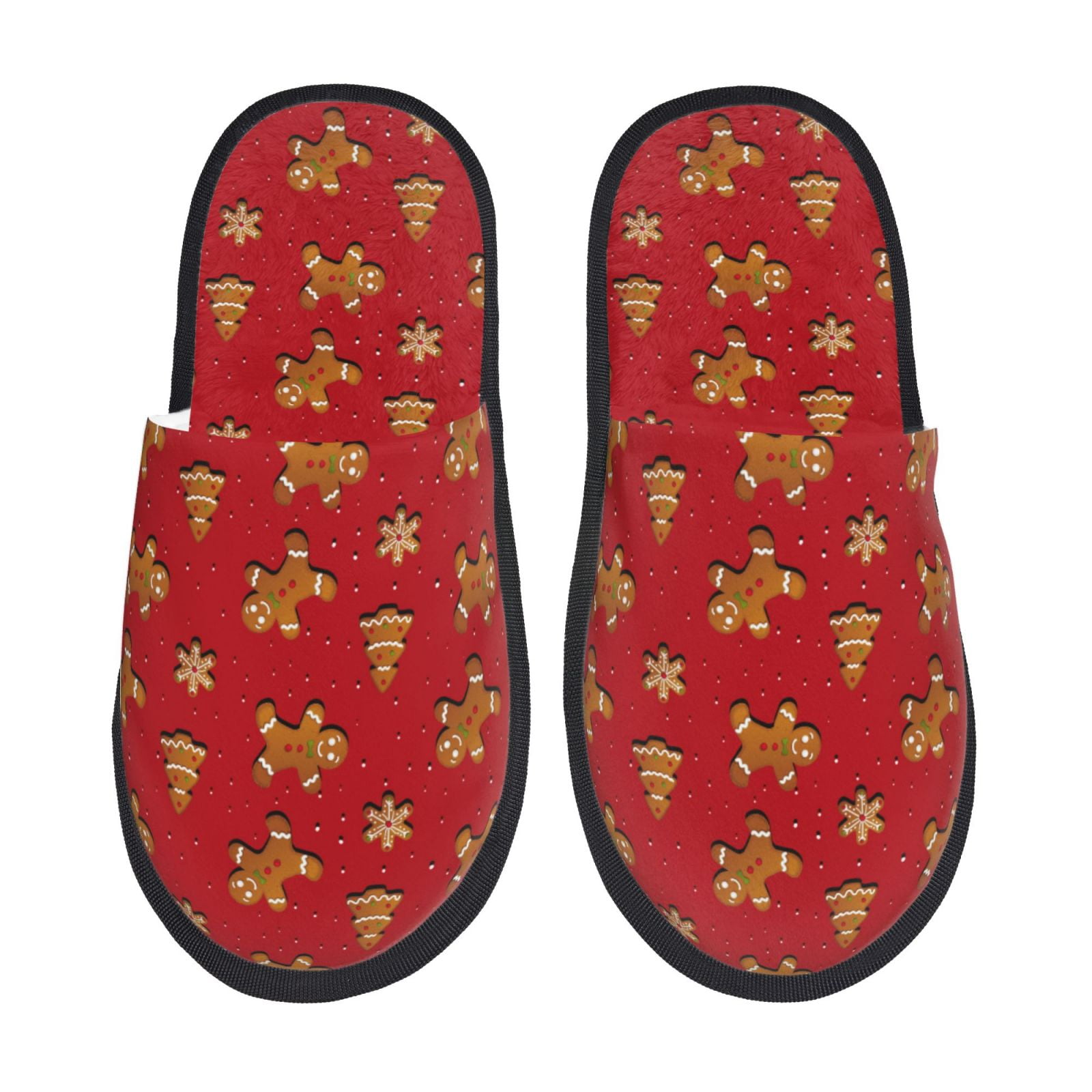 Goofa Gingerbread Man Pattern Plush Furry Slippers for Men & Women ...