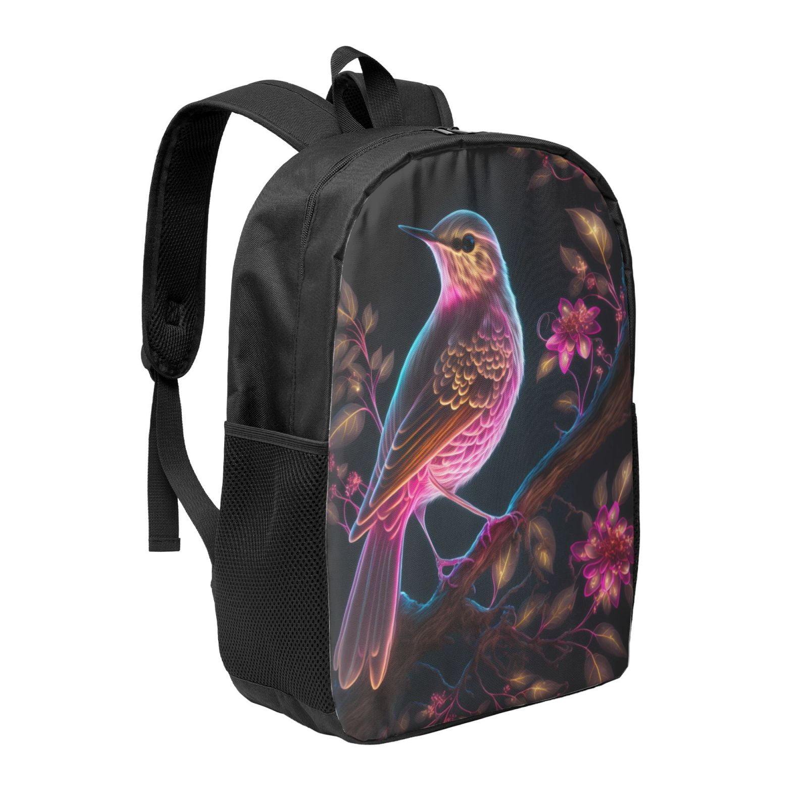 Goofa Glowing Leaf Bird Pattern 17in Student Backpack - School, Travel ...