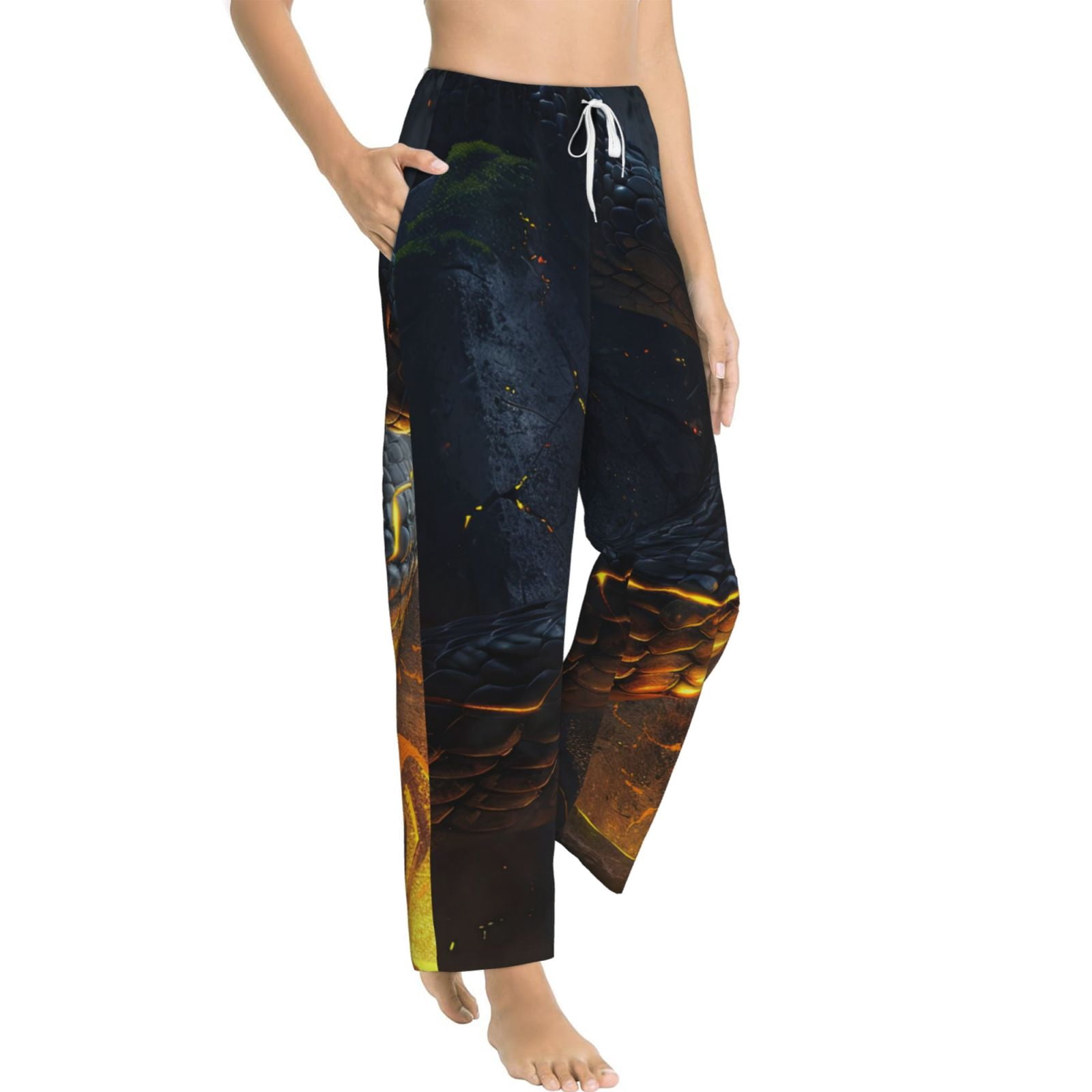 Goofa Glowing Snake Dark Forest Printed Soft Pajama Pants for Women ...
