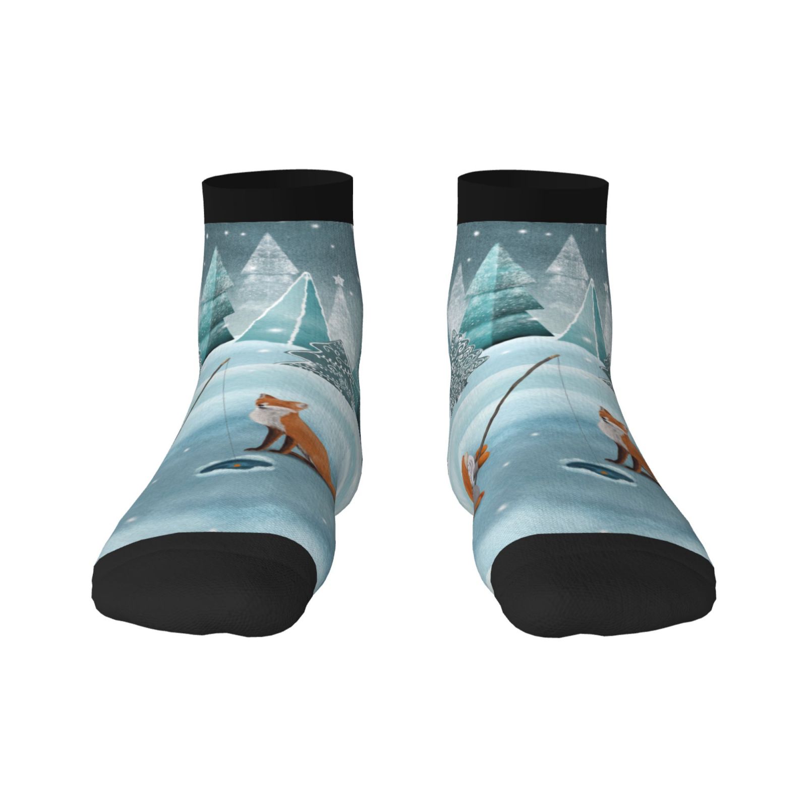 Goofa Gnome And Red Fox Fishing Pattern Non Slip Socks with Grips for ...