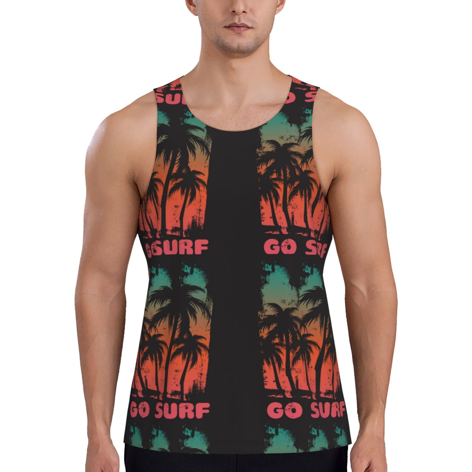 Goofa Go Surfer Pattern Men's Workout Tank Top Slim-Fit Tank Quick Dry ...