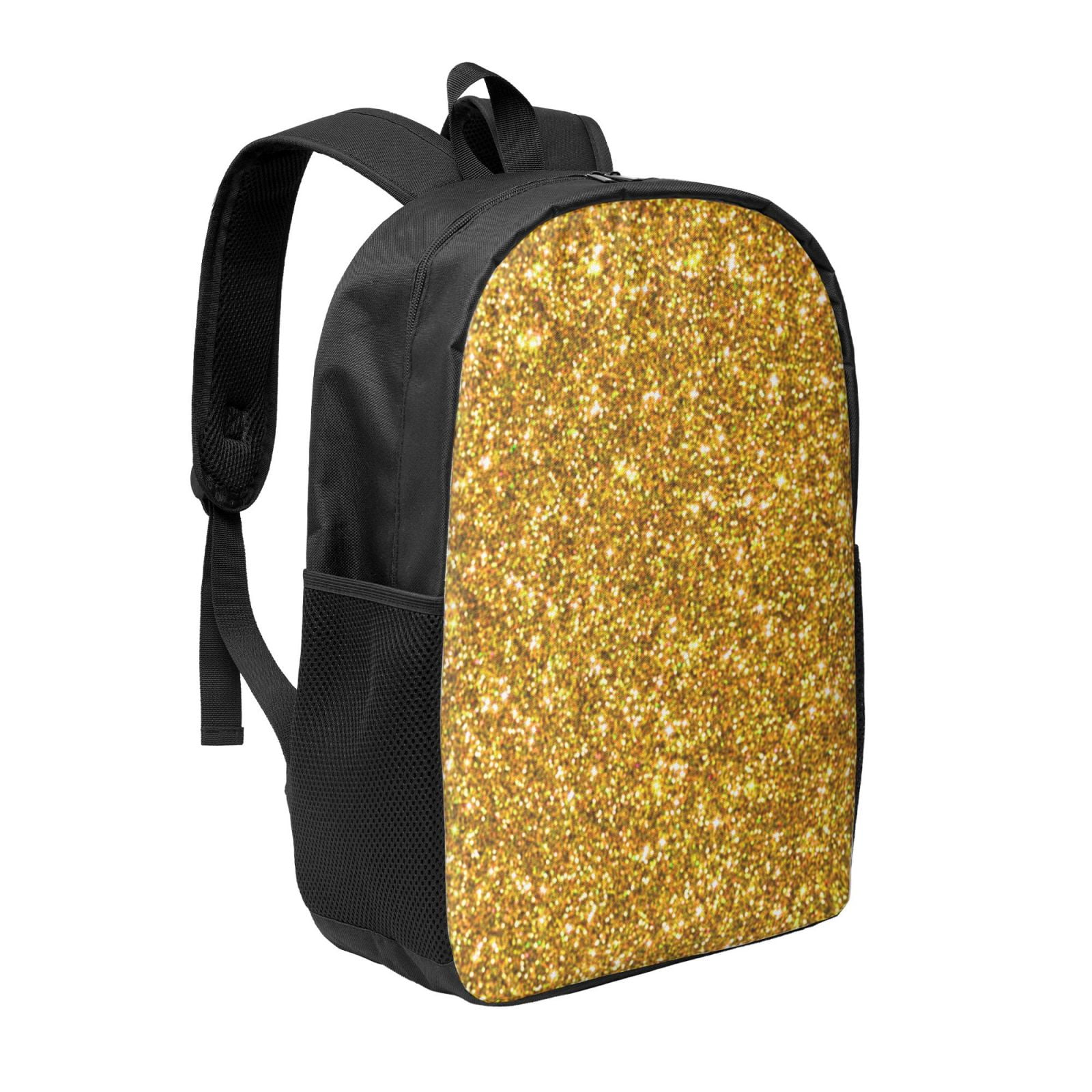 Goofa Gold Glitter Pattern 17in Student Backpack - School, Travel, Work ...