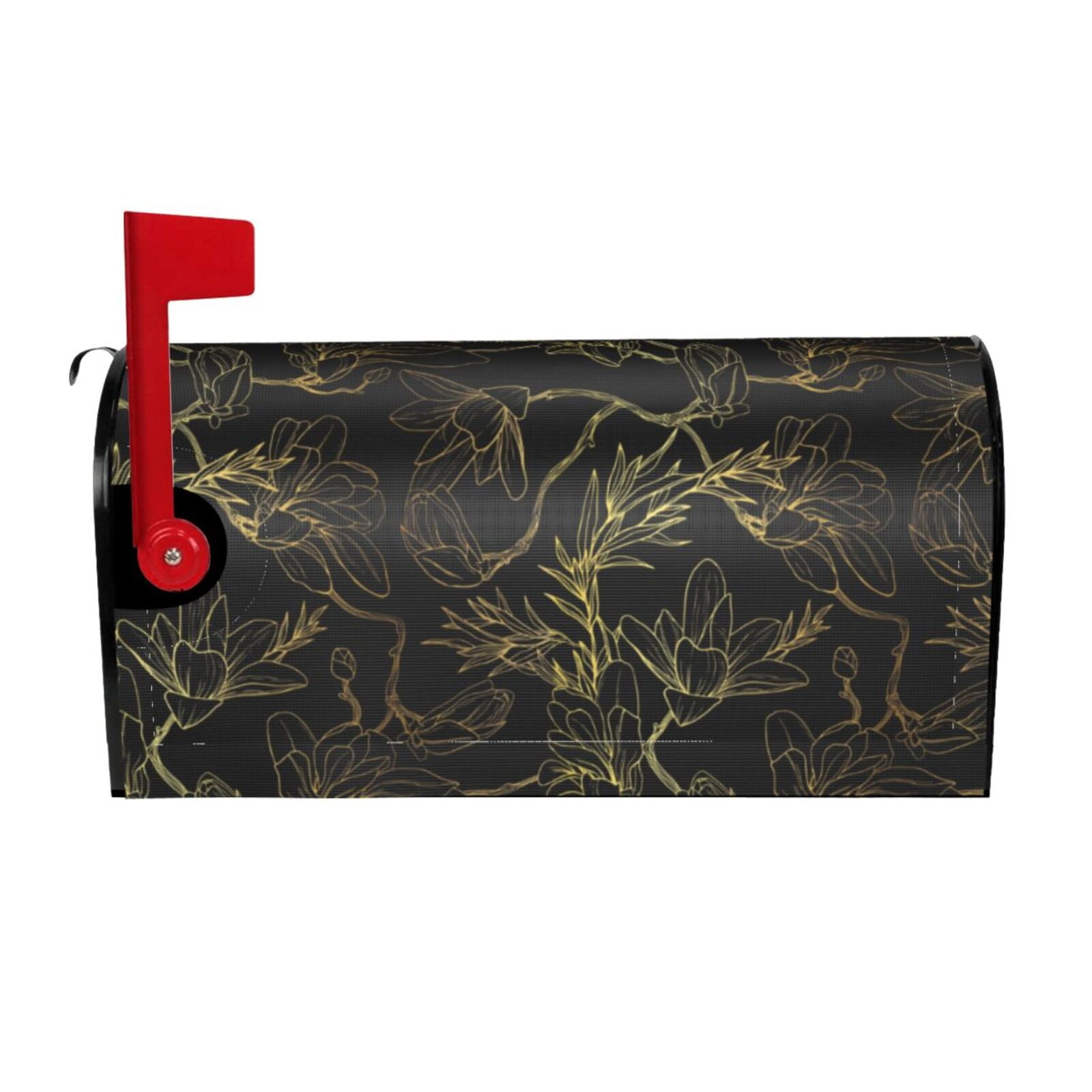 Goofa Gold Gloss Outline Floral Pattern Mailbox Cover, Mailbox ...