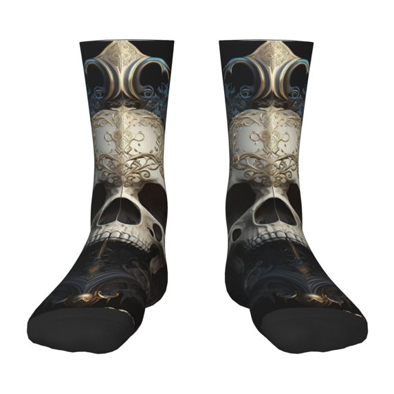 Goofa Gold Pattern Skull Pattern Children's Crew Socks, Kids' Daily ...