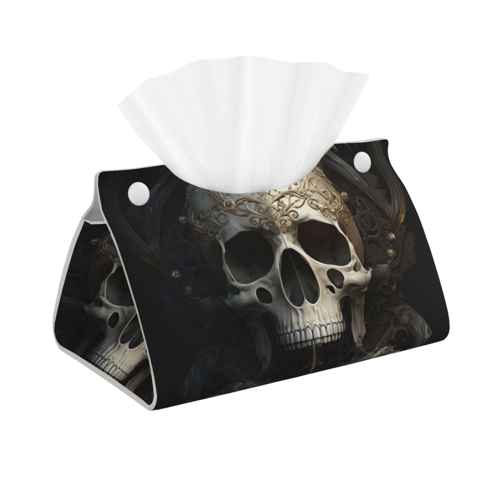 Goofa Gold Pattern Skull Pattern Triangle Square Tissue Box Cover ...