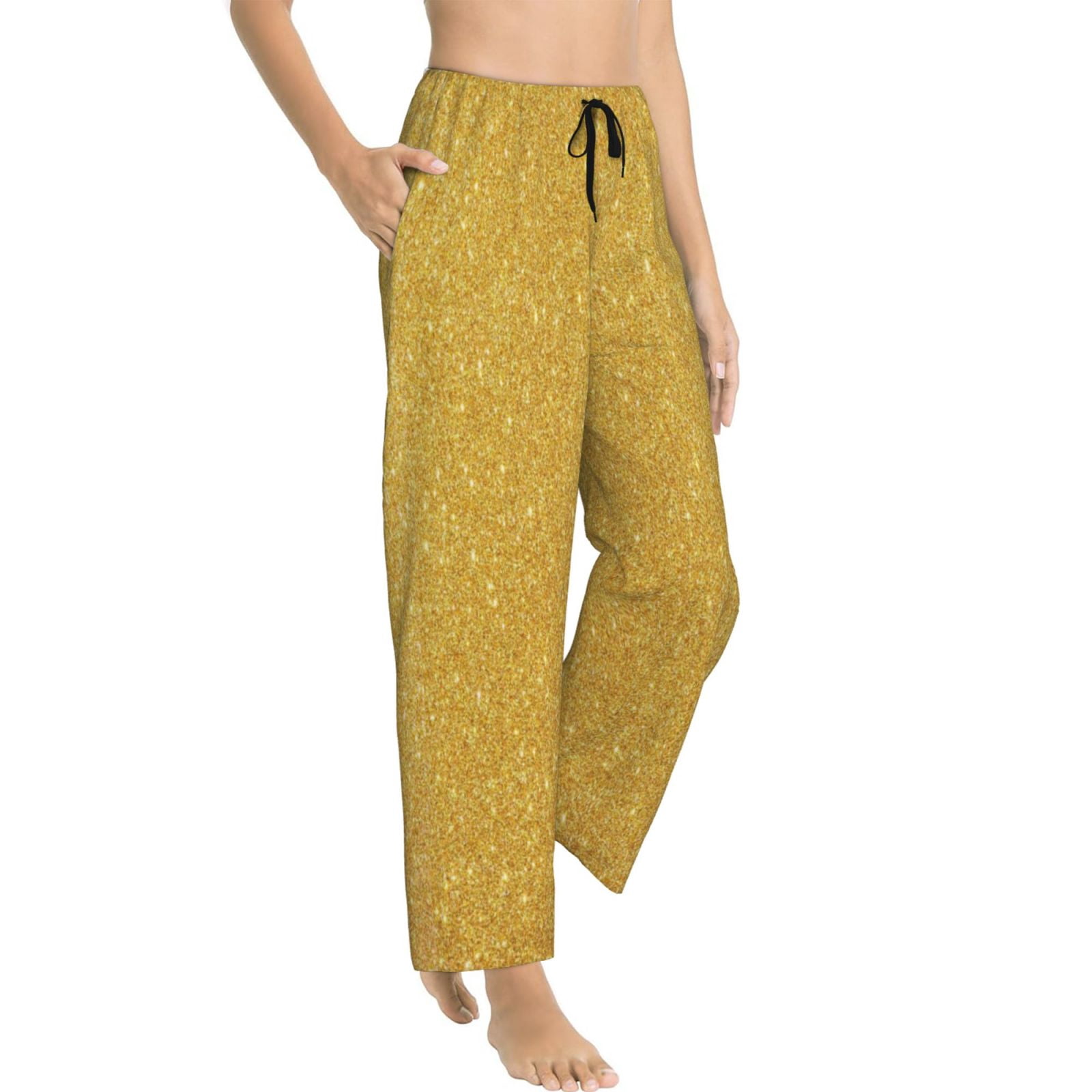 Goofa Gold Shiny Printed Soft Pajama Pants for Women, Wide Leg Comfy ...