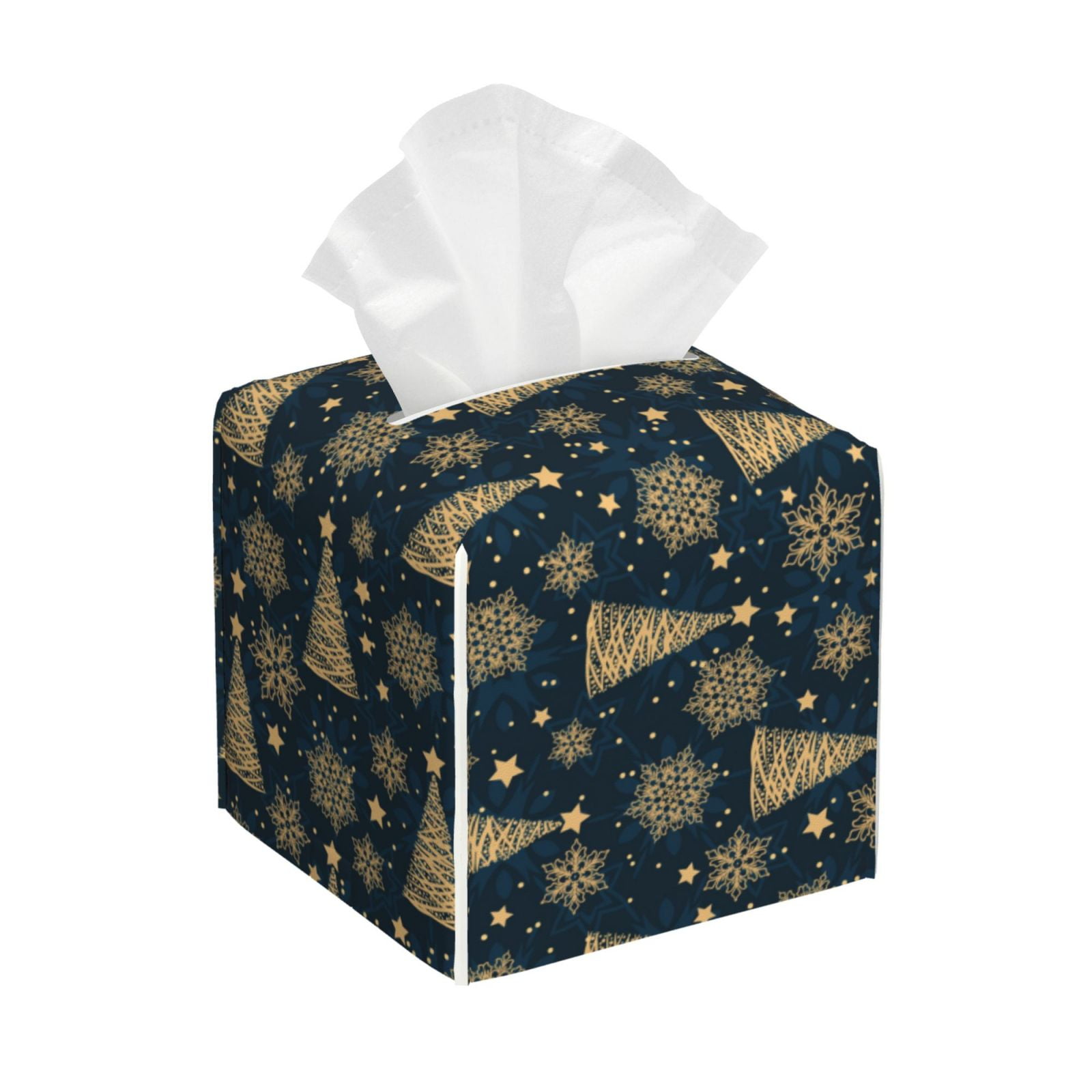 Goofa Gold Snowflake Christmas Tree Tissue Box Cover PVC Leather Tissue ...