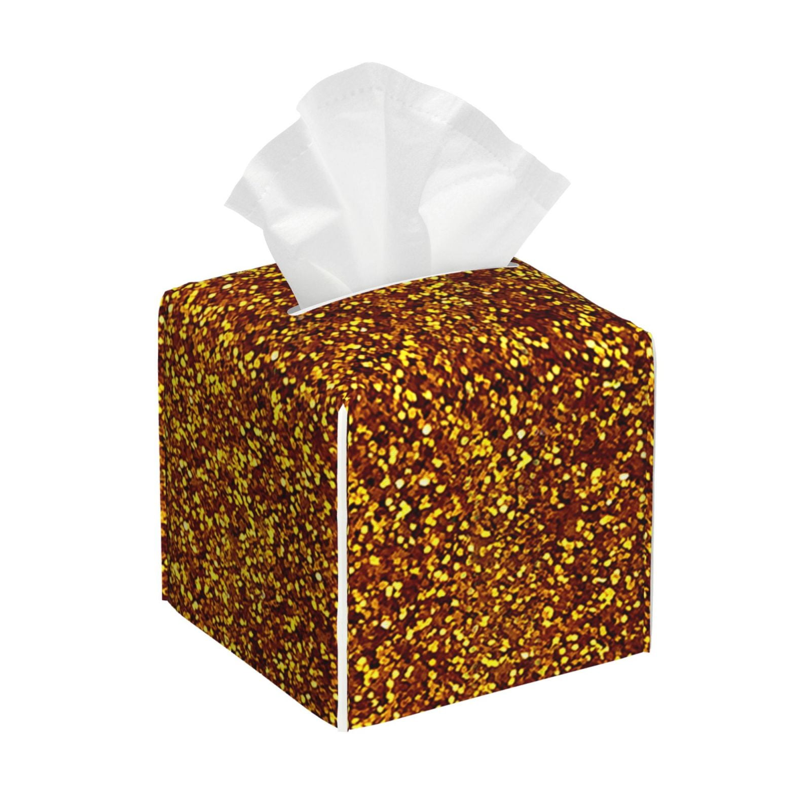 Goofa Golden Glitter Tissue Box Cover PVC Leather Tissue Holder Square ...