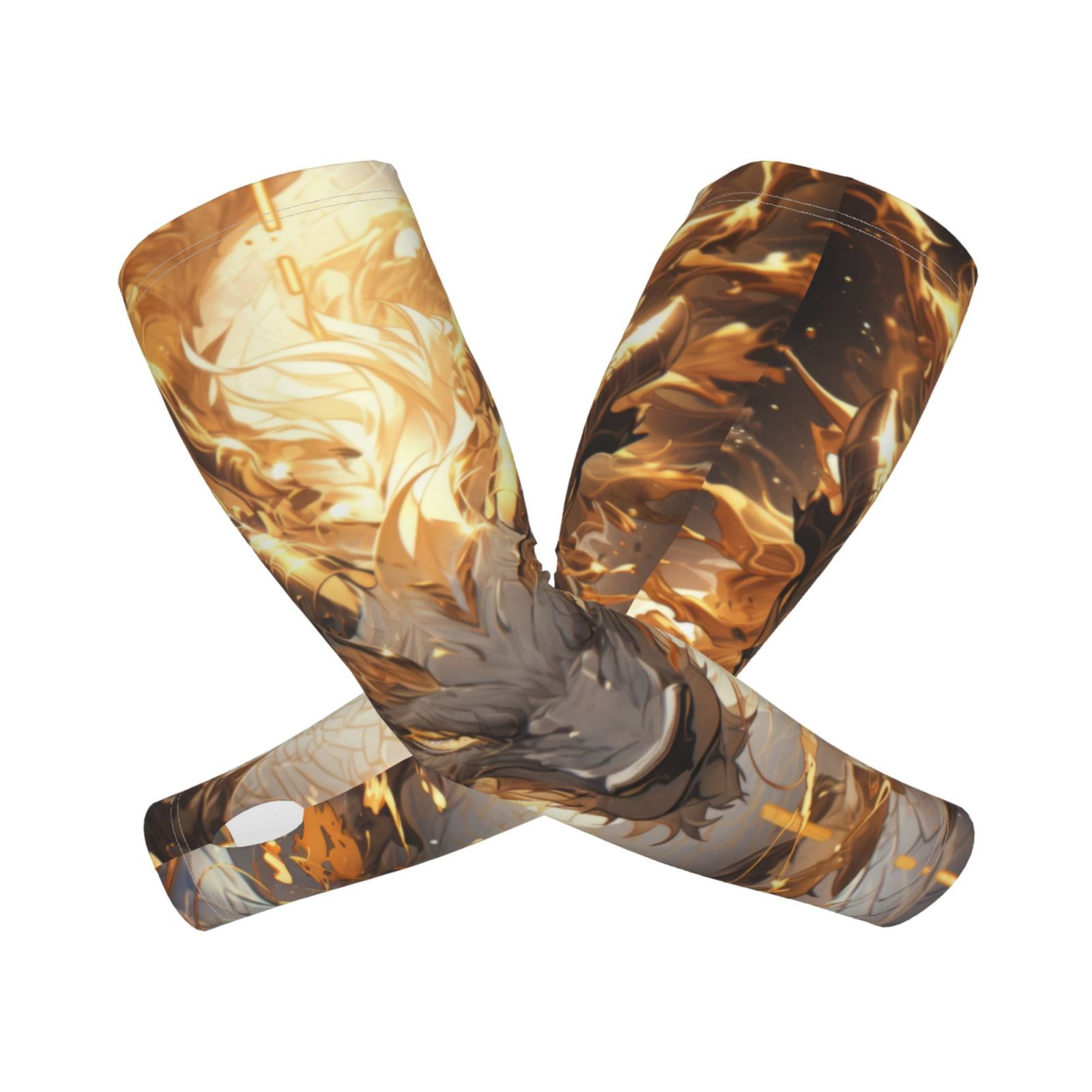 Goofa Golden Horned White Dragon Pattern UV Sun Protection Arm Sleeves ...