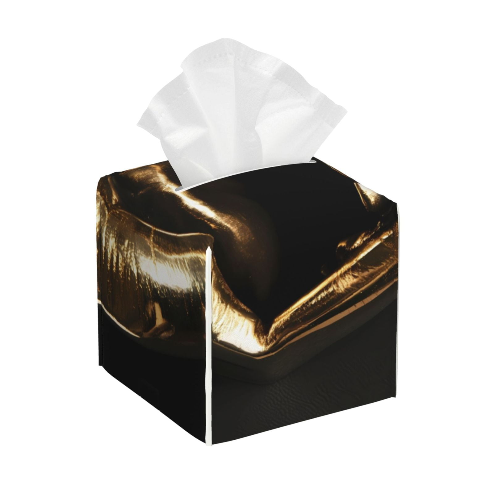 Goofa Golden Lips Modern Sculpture Tissue Box Cover PVC Leather Tissue ...