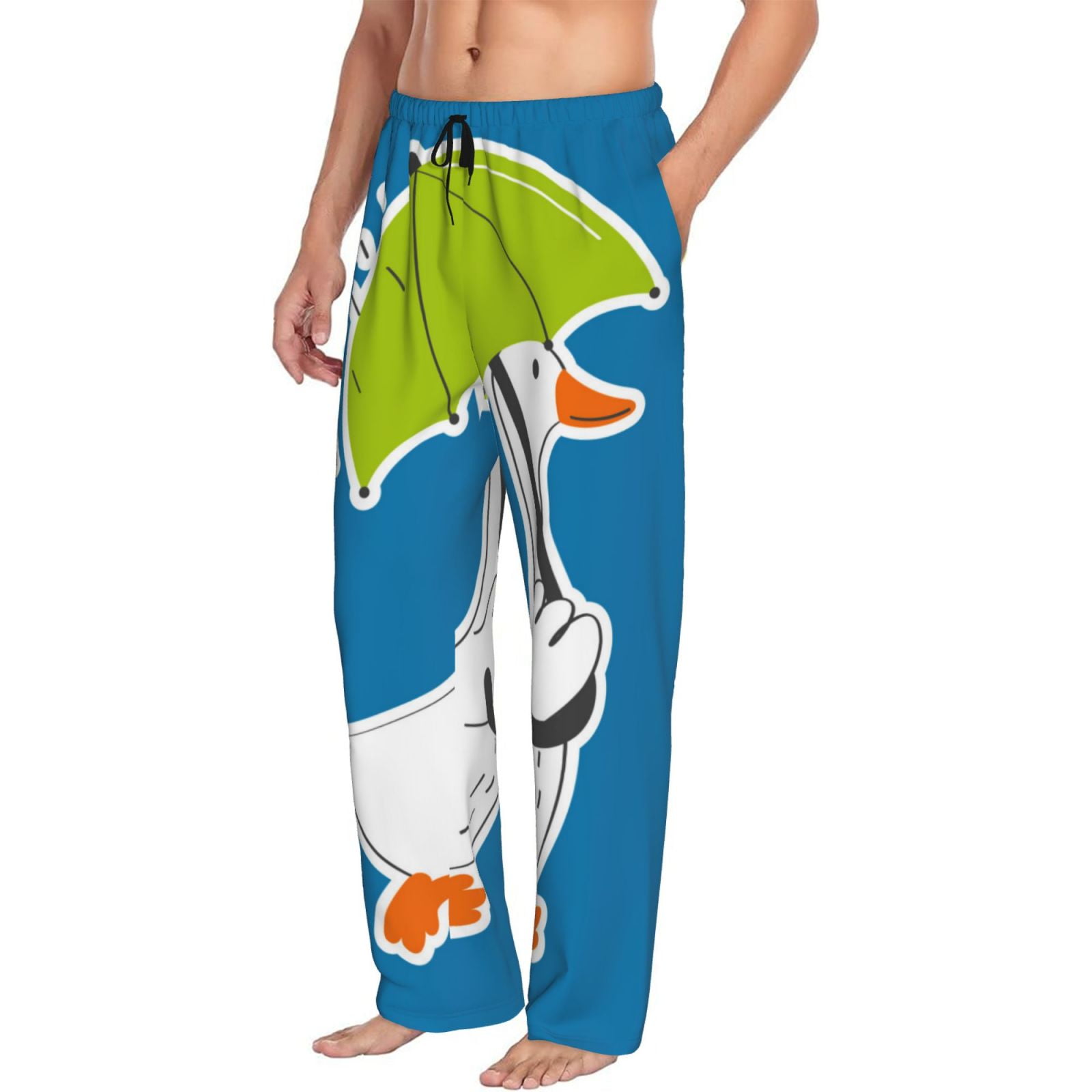 Goofa Goose Holding an Umbrella Printed Soft Pajama Pants for Men, Wide ...