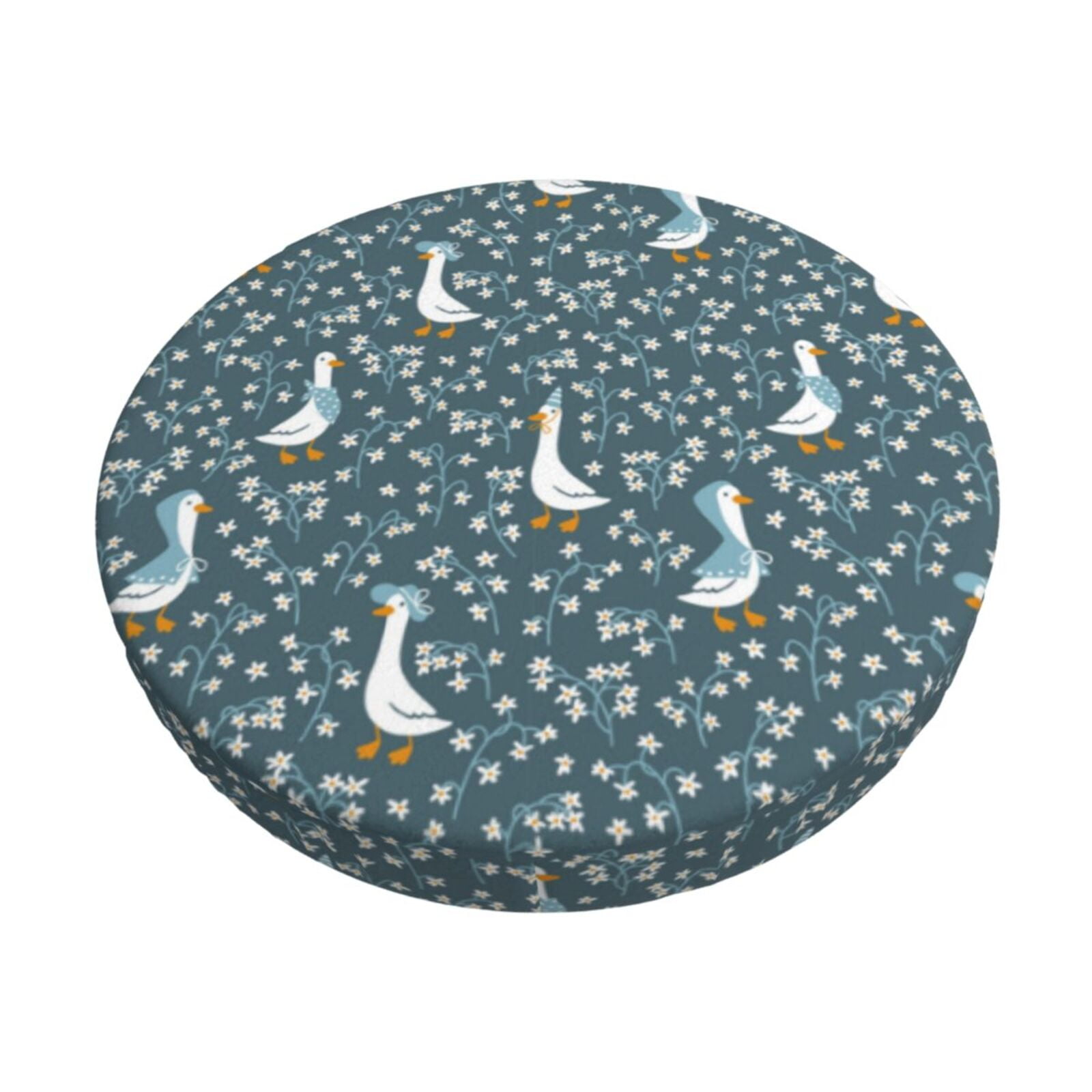 Goofa Goose with meadow flowers Printed Stool Covers Round, Waterproof ...