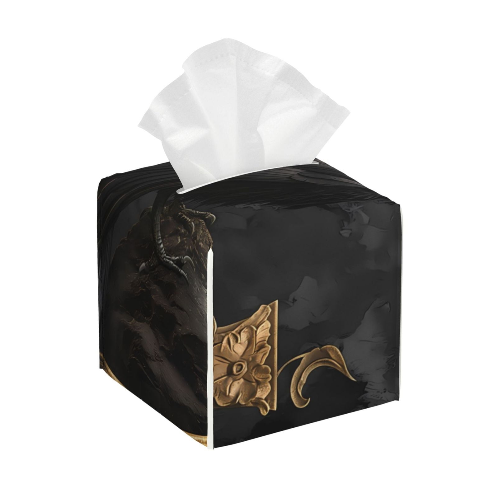 Goofa Gothic Raven Portrait Tissue Box Cover PVC Leather Tissue Holder ...