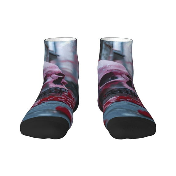 Goofa Gothic Red Skull Cemetery Pattern Non Slip Socks with Grips for ...
