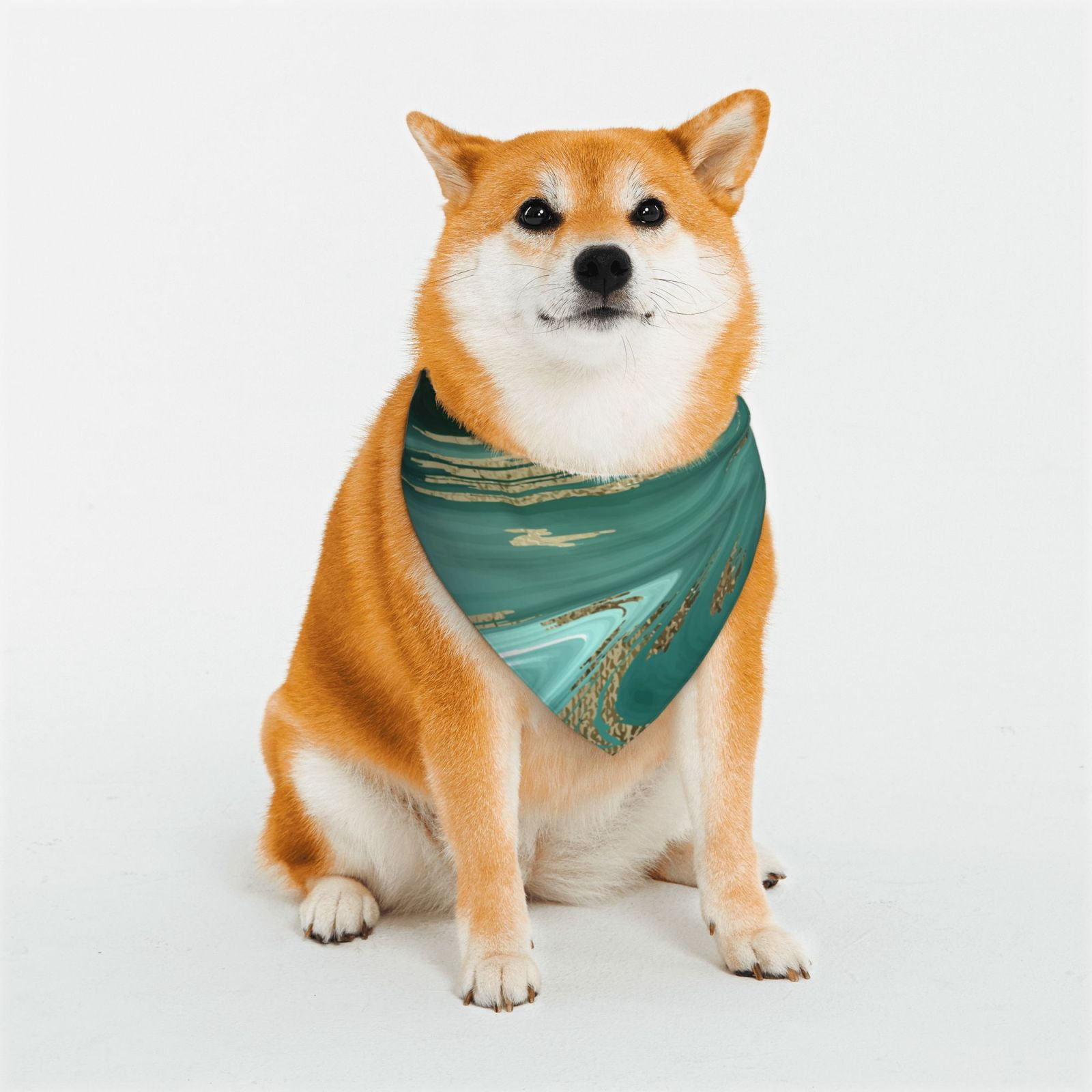 Goofa Green And Gold Marble Pattern Pet Scarf Bandana - Adjustable and ...