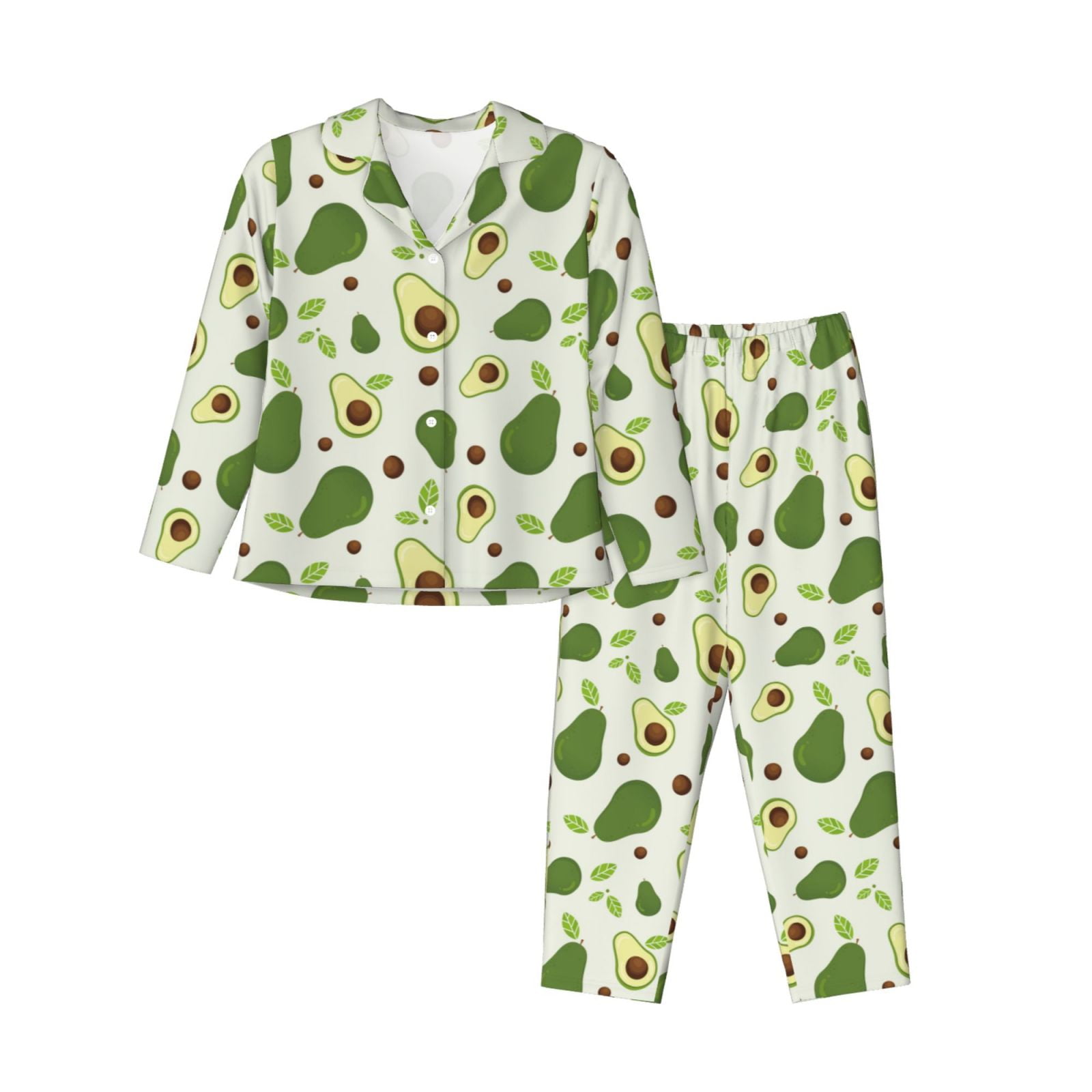 Goofa Green Avocado Printed Women’s 2 Piece Pajama Set Super,Pajamas ...