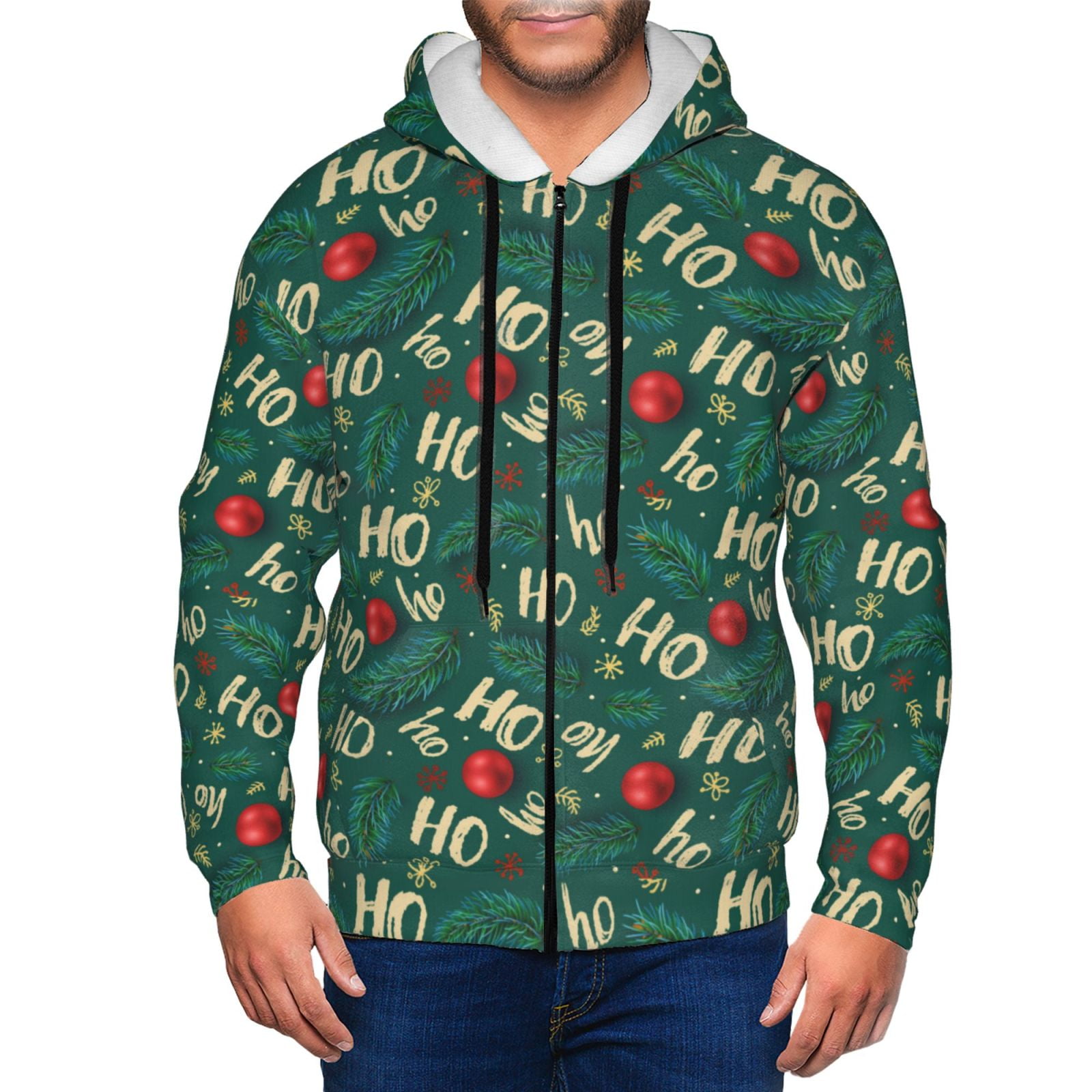 Goofa Green Background With Ho Pattern Mens Full-zip Hoodie, Zip-up ...