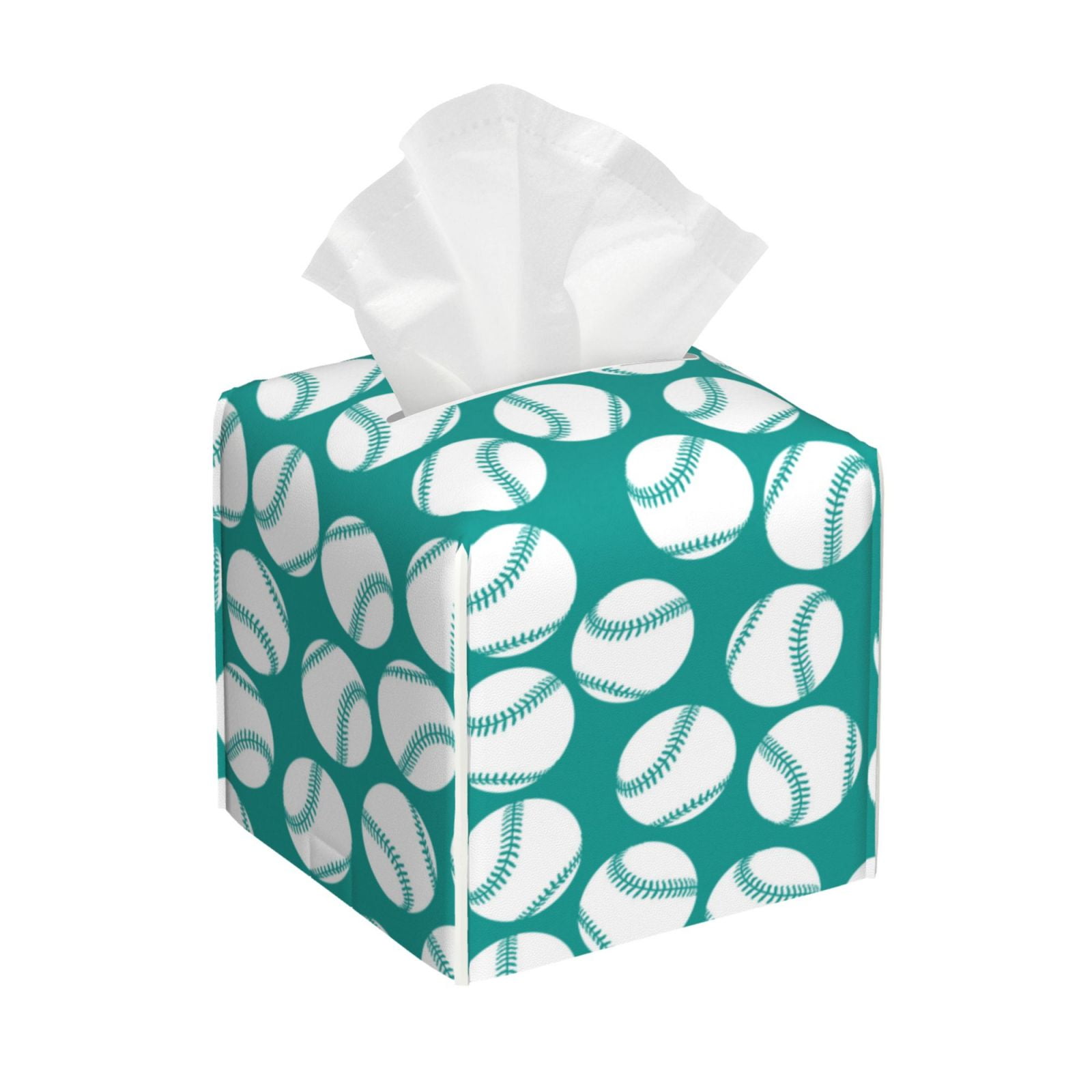 Goofa Green Baseball Tissue Box Cover PVC Leather Tissue Holder Square ...