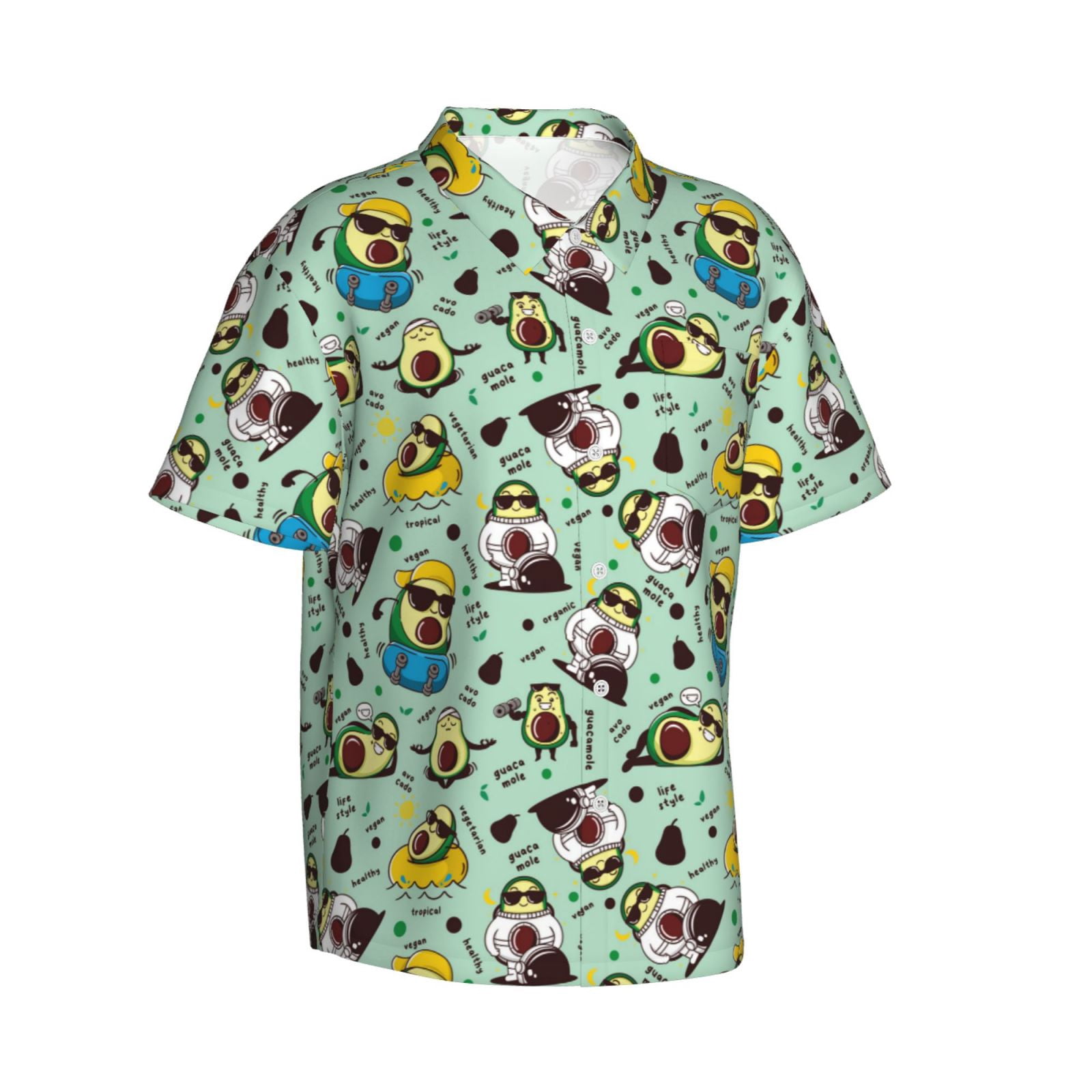 Goofa Green Cute Avocado Hawaiian Shirt for Men, Unisex Summer Beach ...