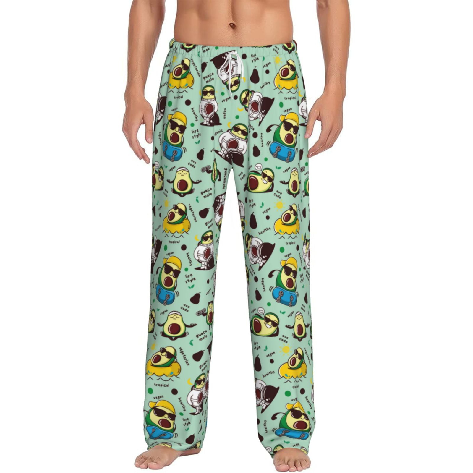 Goofa Green Cute Avocado Pattern Printed Soft Pajama Pants for Men ...