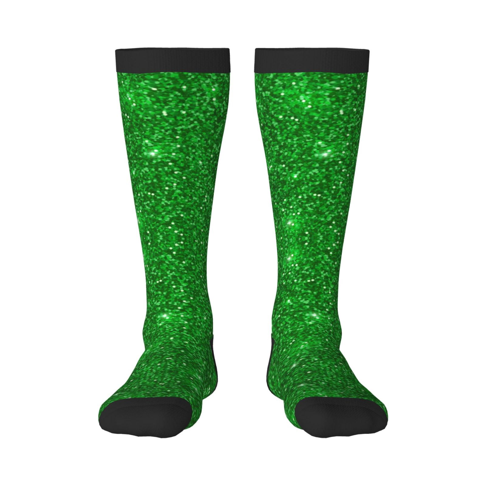 Goofa Green Glitter Pattern Adult Stockings, Color-Block Knee High ...