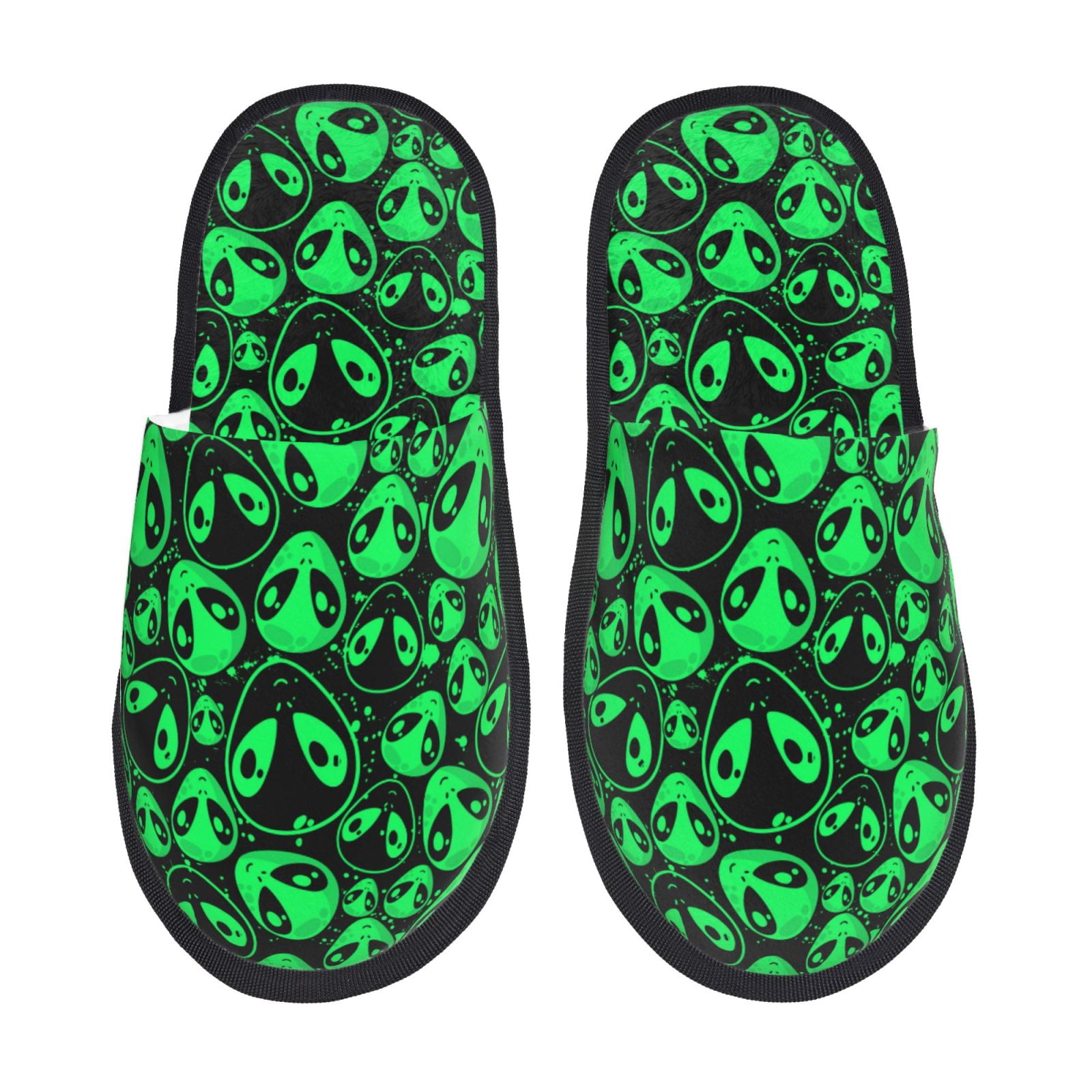 Goofa Green Monster Pattern Plush Furry Slippers for Men & Women, Cozy ...