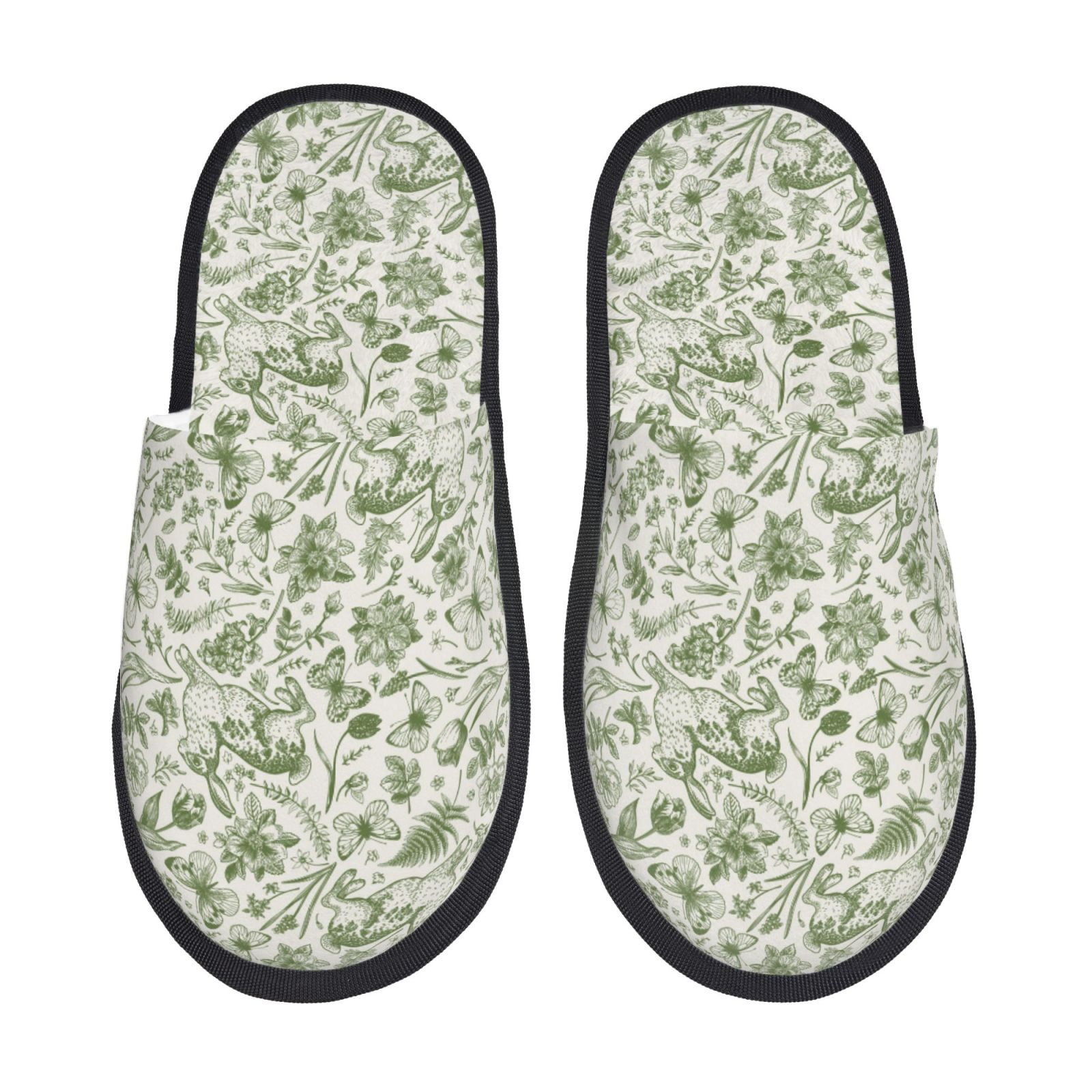 Goofa Green Rabbit Pattern Plush Furry Slippers for Men & Women, Cozy ...