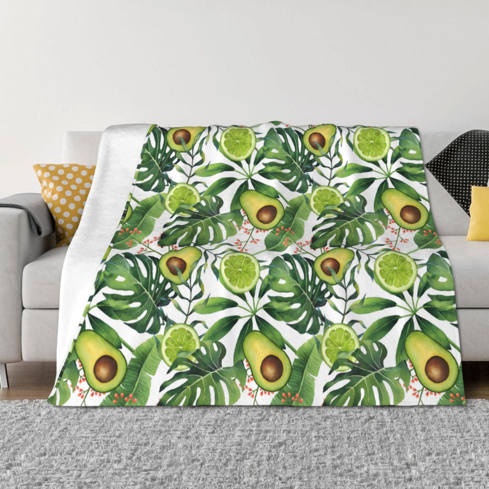 Goofa Green Tropical Pattern Fleece Throw Blanket for Couch, Soft ...