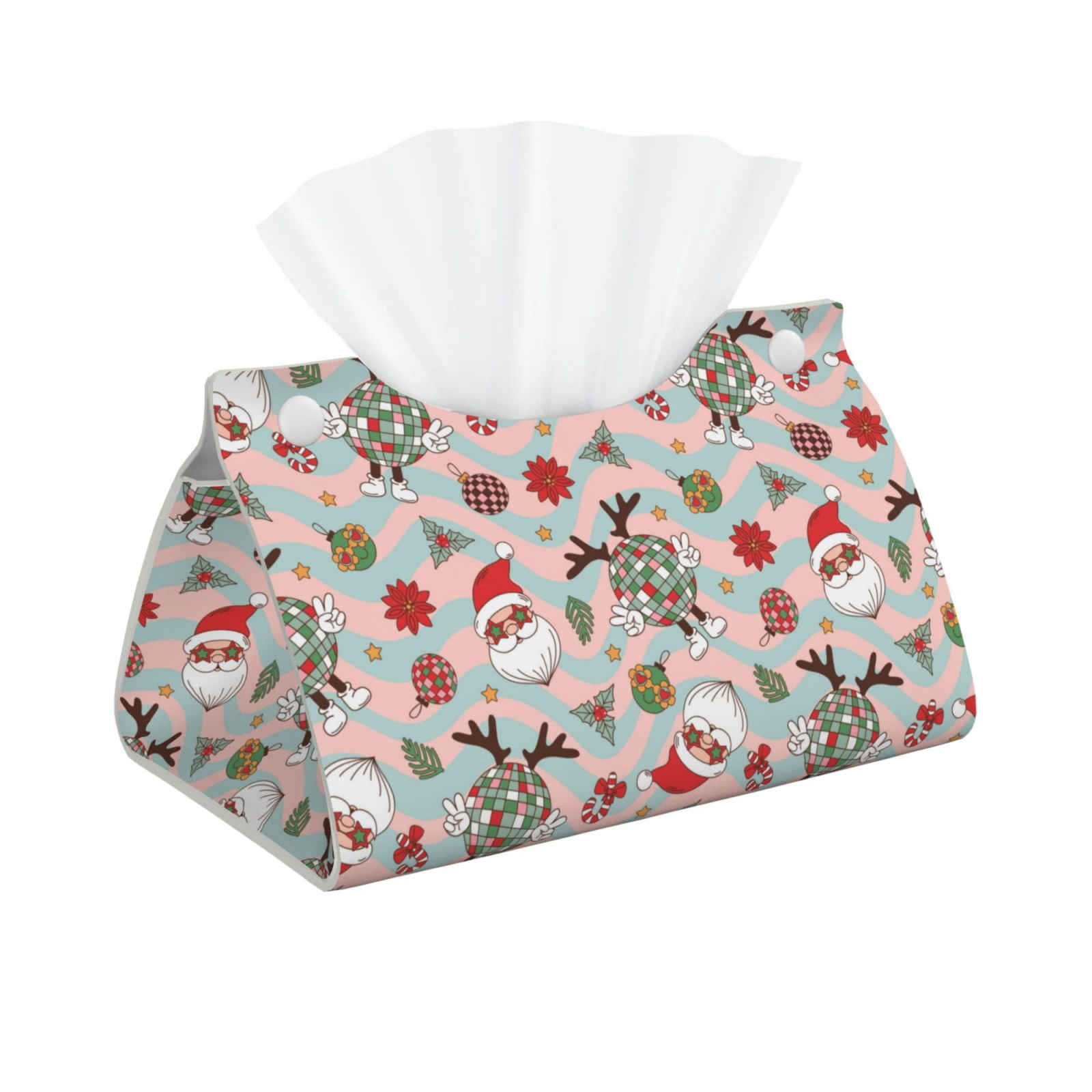 Goofa Groovy Retro Santa Pattern Triangle Square Tissue Box Cover ...