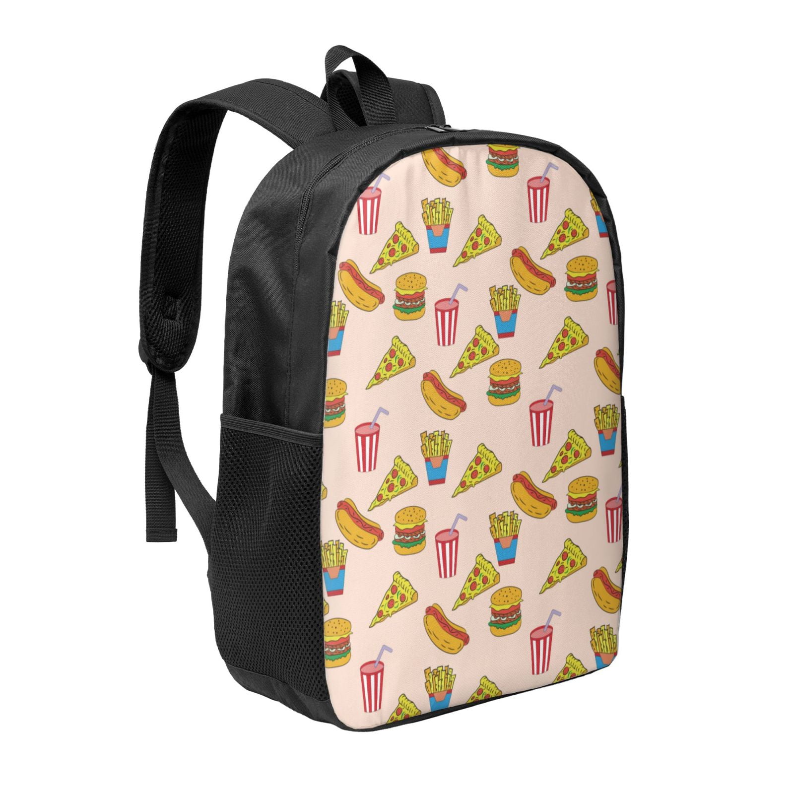 Goofa Hamburger Pizza Coke Pattern 17in Student Backpack - School ...