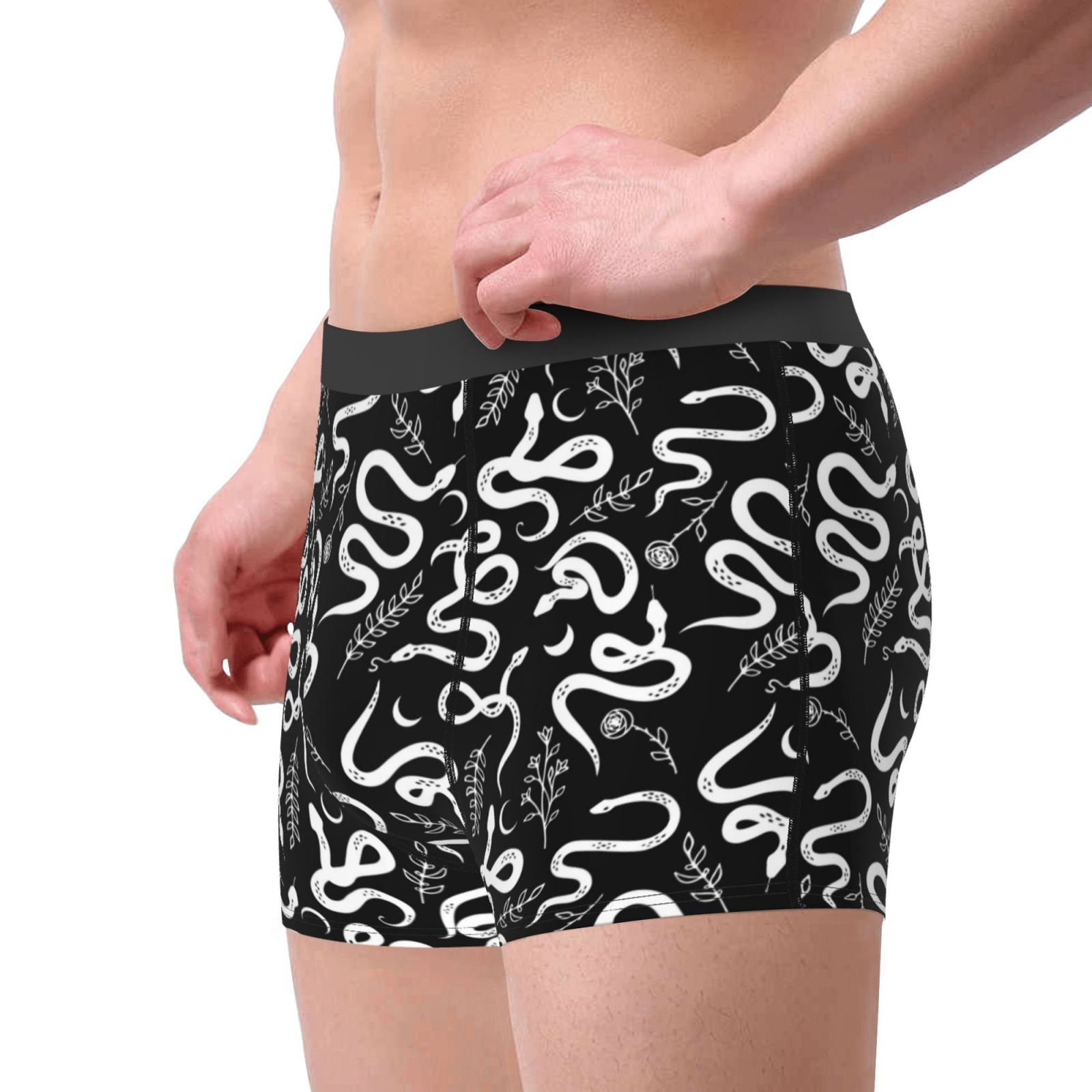 Goofa Hand Drawn Snake Printed Men's Boxer Briefs Underwear, Moisture ...