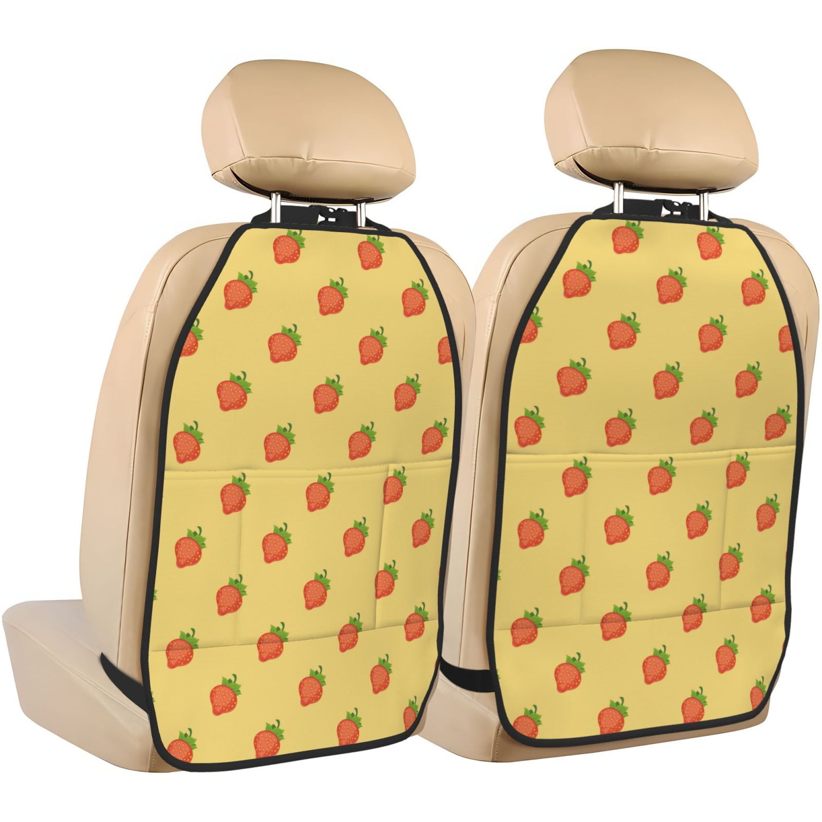 Goofa Hand Drawn Strawberry Pattern Car Back Seat Protector for Kids (2 ...