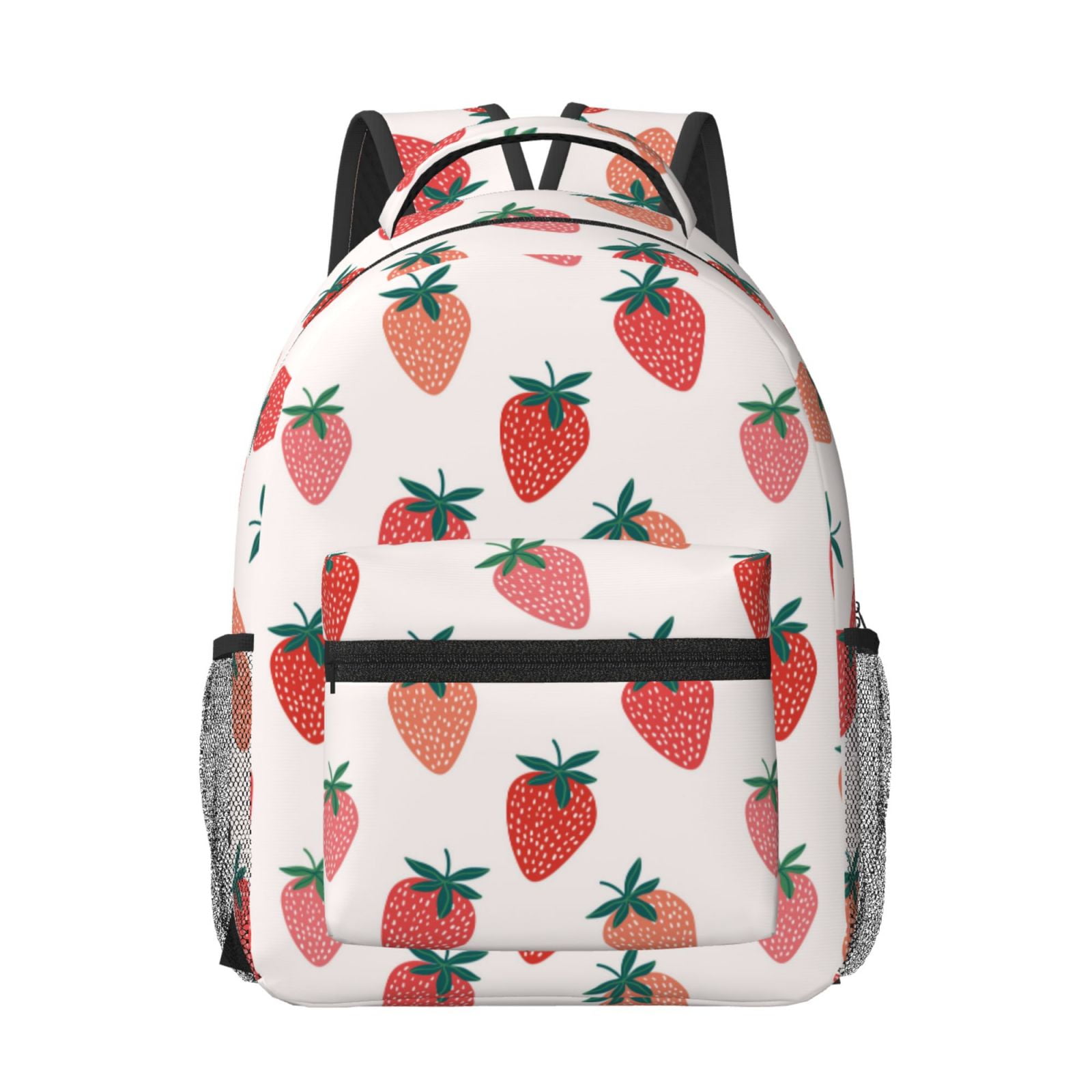 Goofa Hand Drawn Strawberry Pattern Comfortable Student Backpack ...