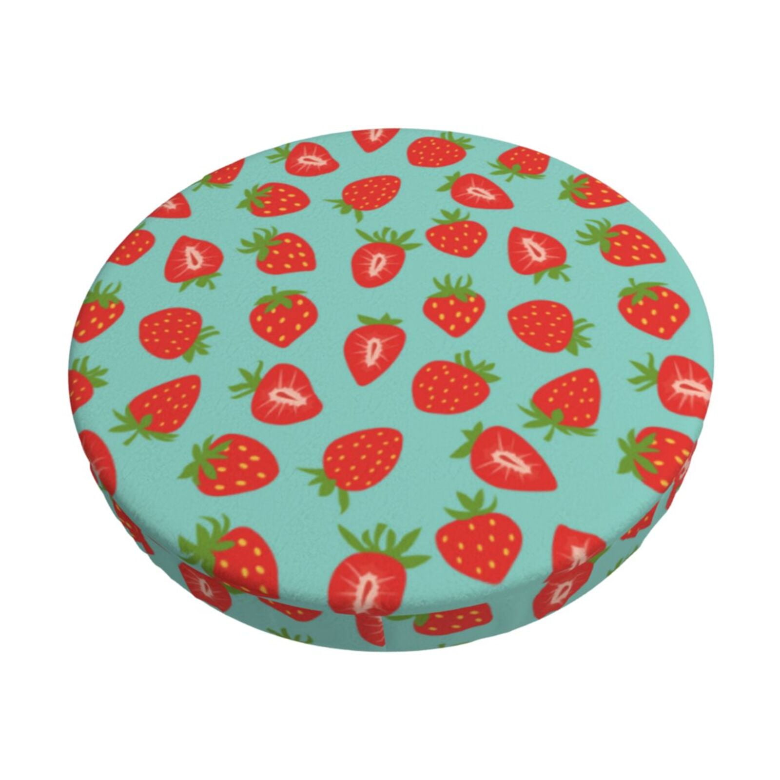 Goofa Hand Drawn Strawberry Printed Stool Covers Round, Waterproof ...
