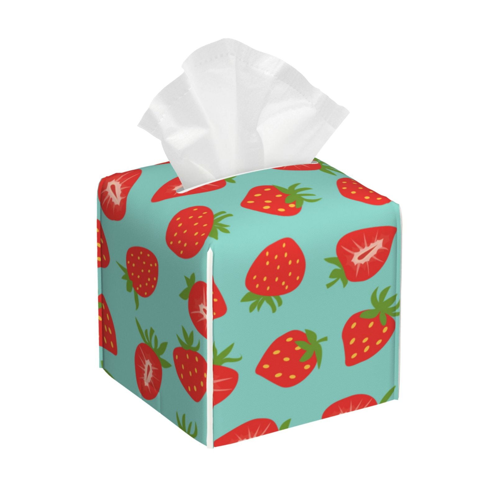 Goofa Hand Drawn Strawberry Tissue Box Cover PVC Leather Tissue Holder ...