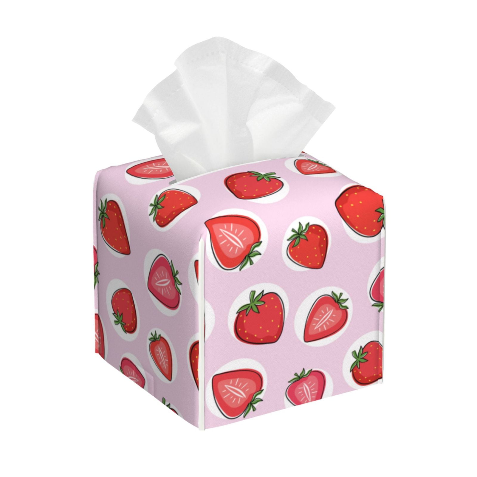 Goofa Hand Drawn Strawberry Tissue Box Cover PVC Leather Tissue Holder ...