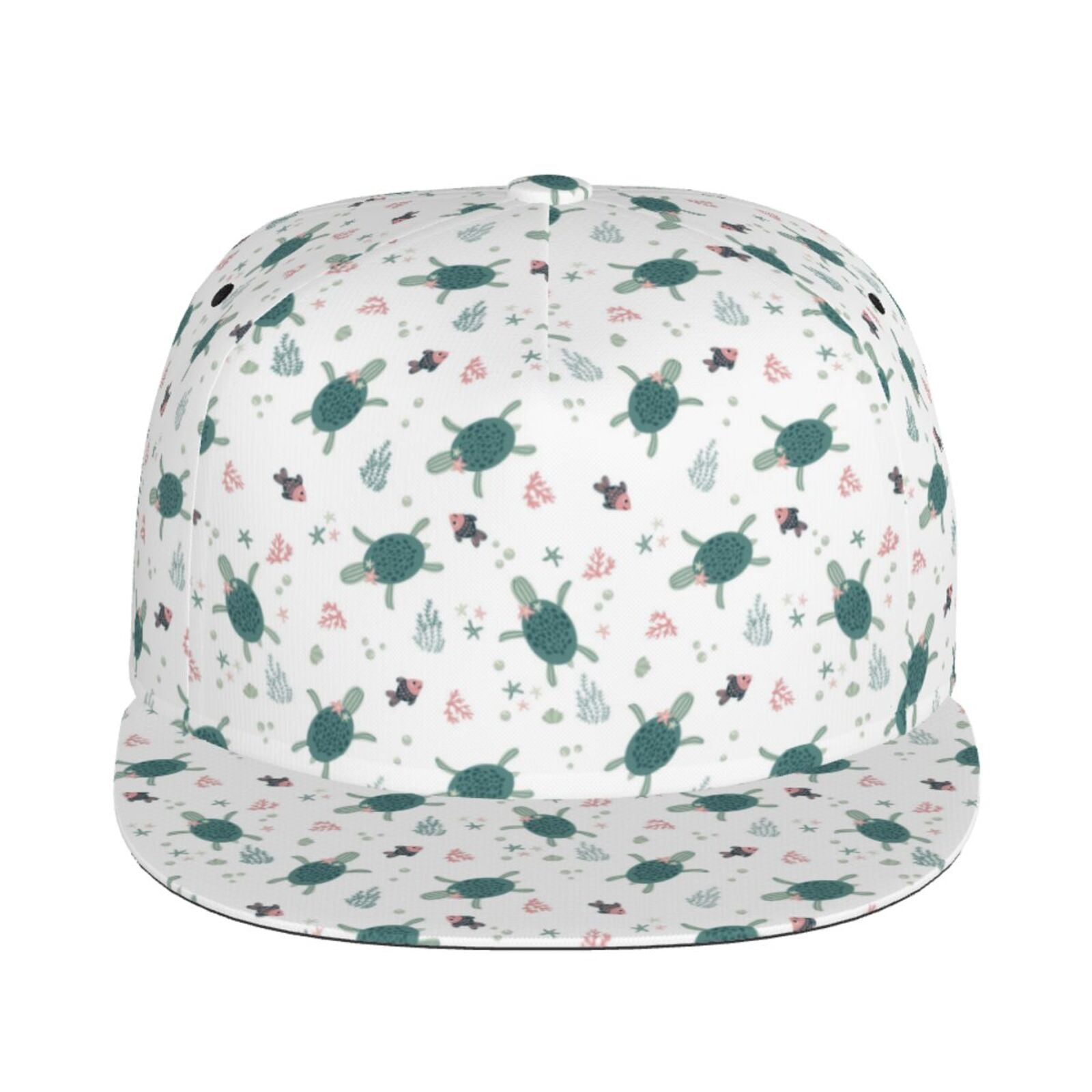 Goofa Hand Drawn Turtle Printed Men's Baseball Cap,Straight Brim Hat ...