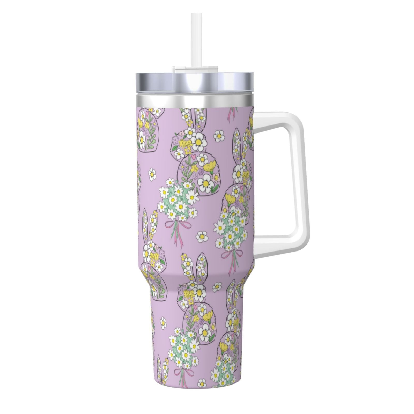 Goofa Hand drawn bunny Print 40oz Ice Bully With Handle And Straw ...
