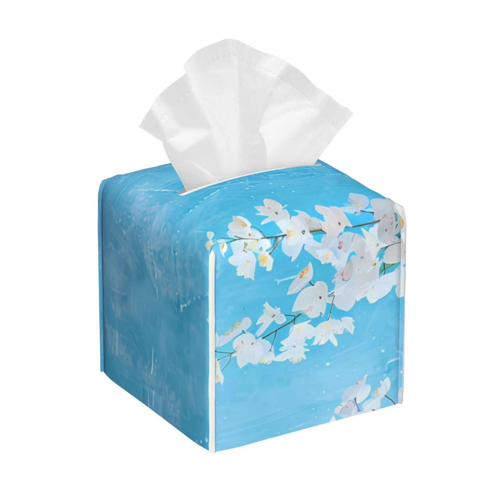 Goofa Hanging Orchids Floral Blue Tissue Box Cover PVC Leather Tissue ...