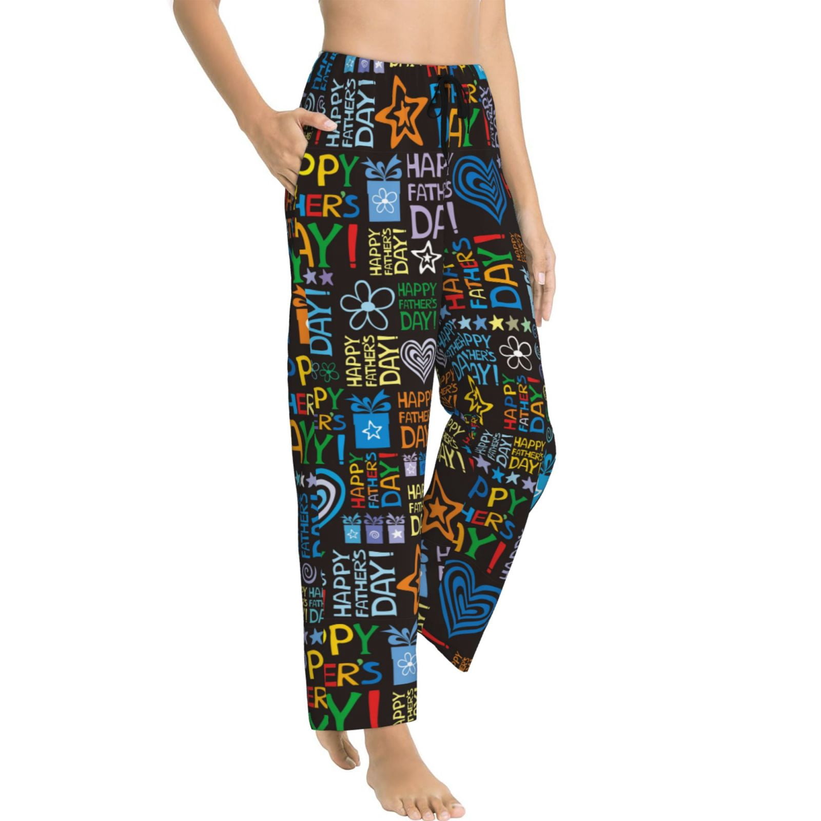 Goofa Happy Father Day Printed Soft Pajama Pants for Women, Wide Leg ...