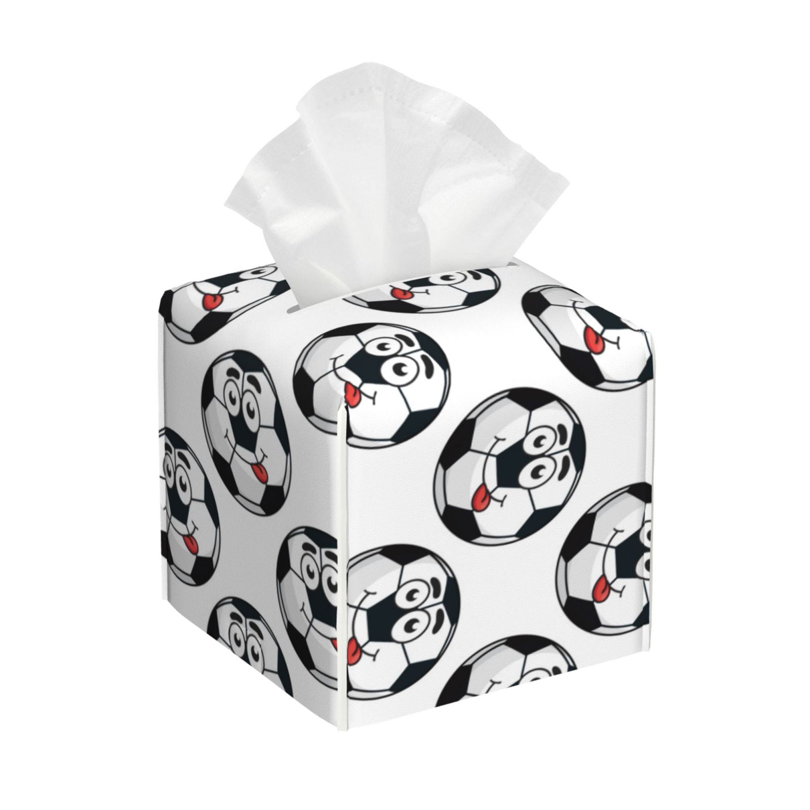 Goofa Happy Football Tissue Box Cover PVC Leather Tissue Holder Square ...