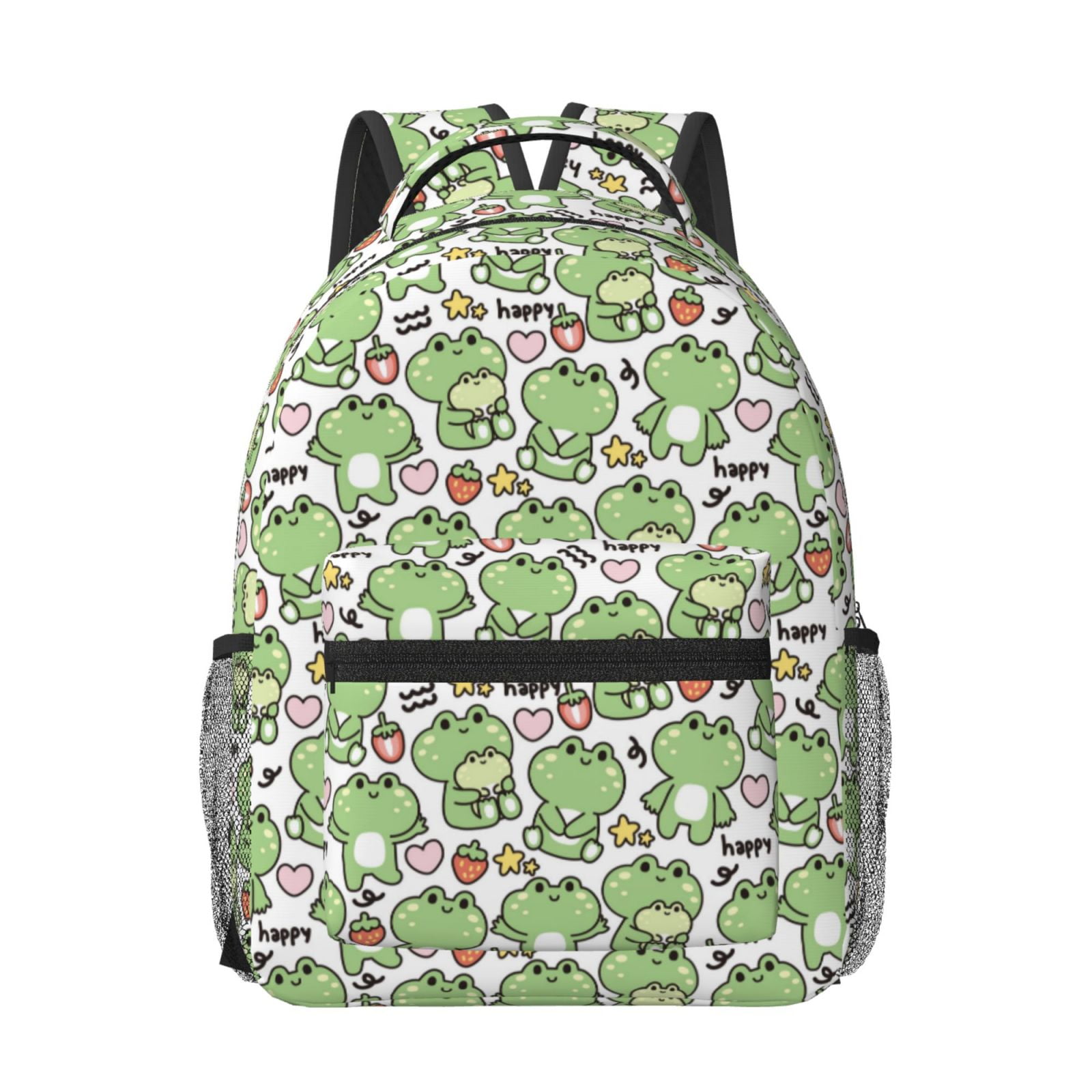 Goofa Happy Frogs Pattern Comfortable Student Backpack - Ergonomic ...