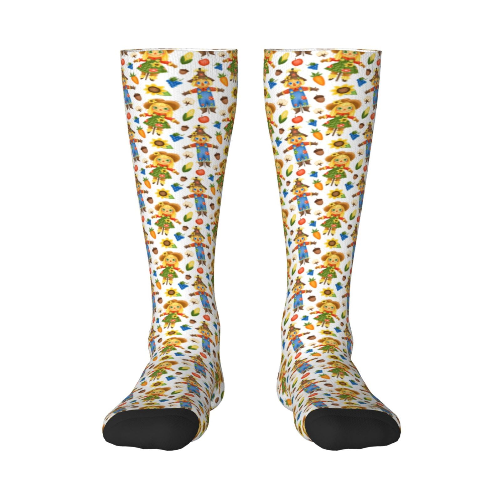 Goofa Harvest Scarecrow Pattern Pattern Adult Stockings, Color-Block ...
