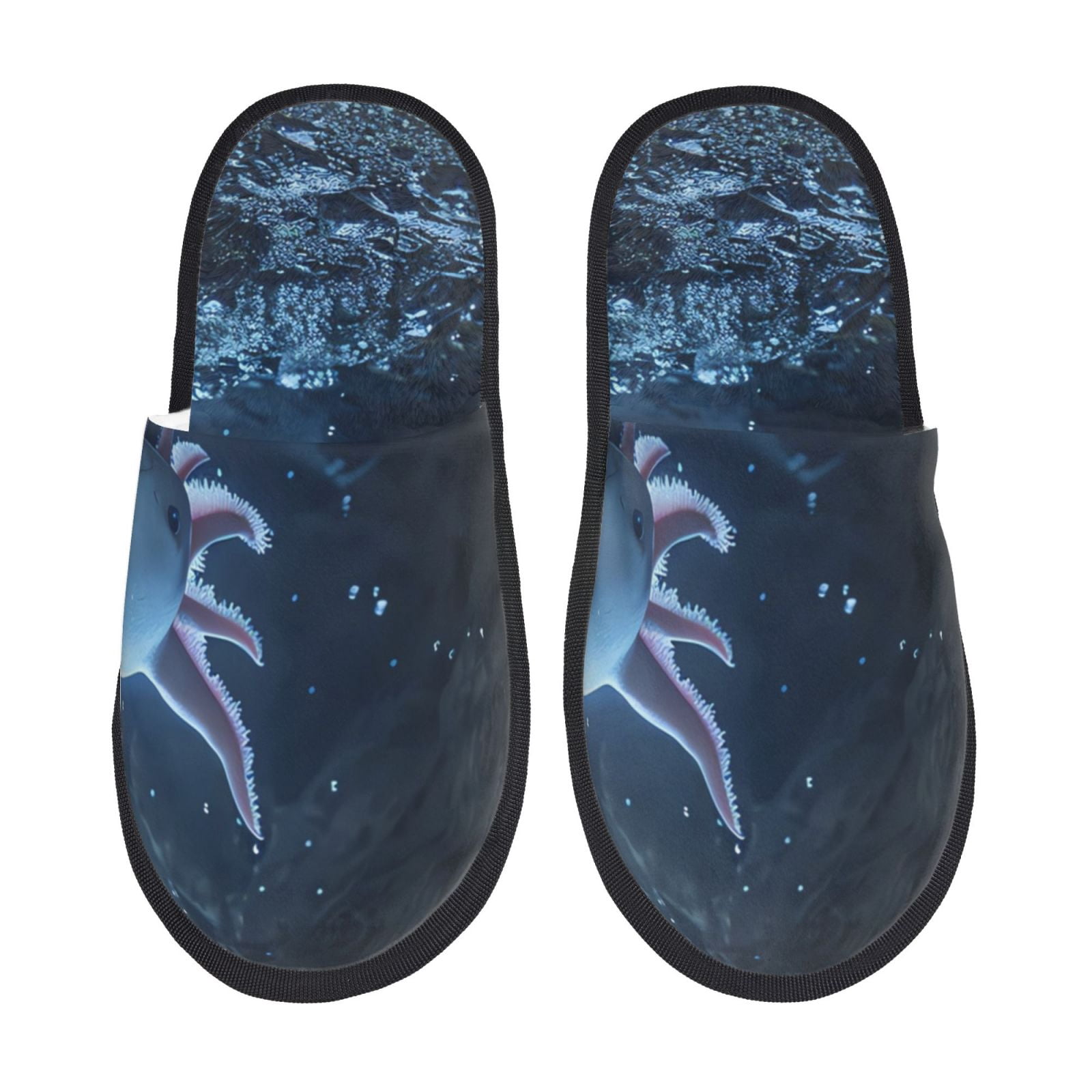Goofa Heart Axolotl Pattern Plush Furry Slippers for Men & Women, Cozy ...